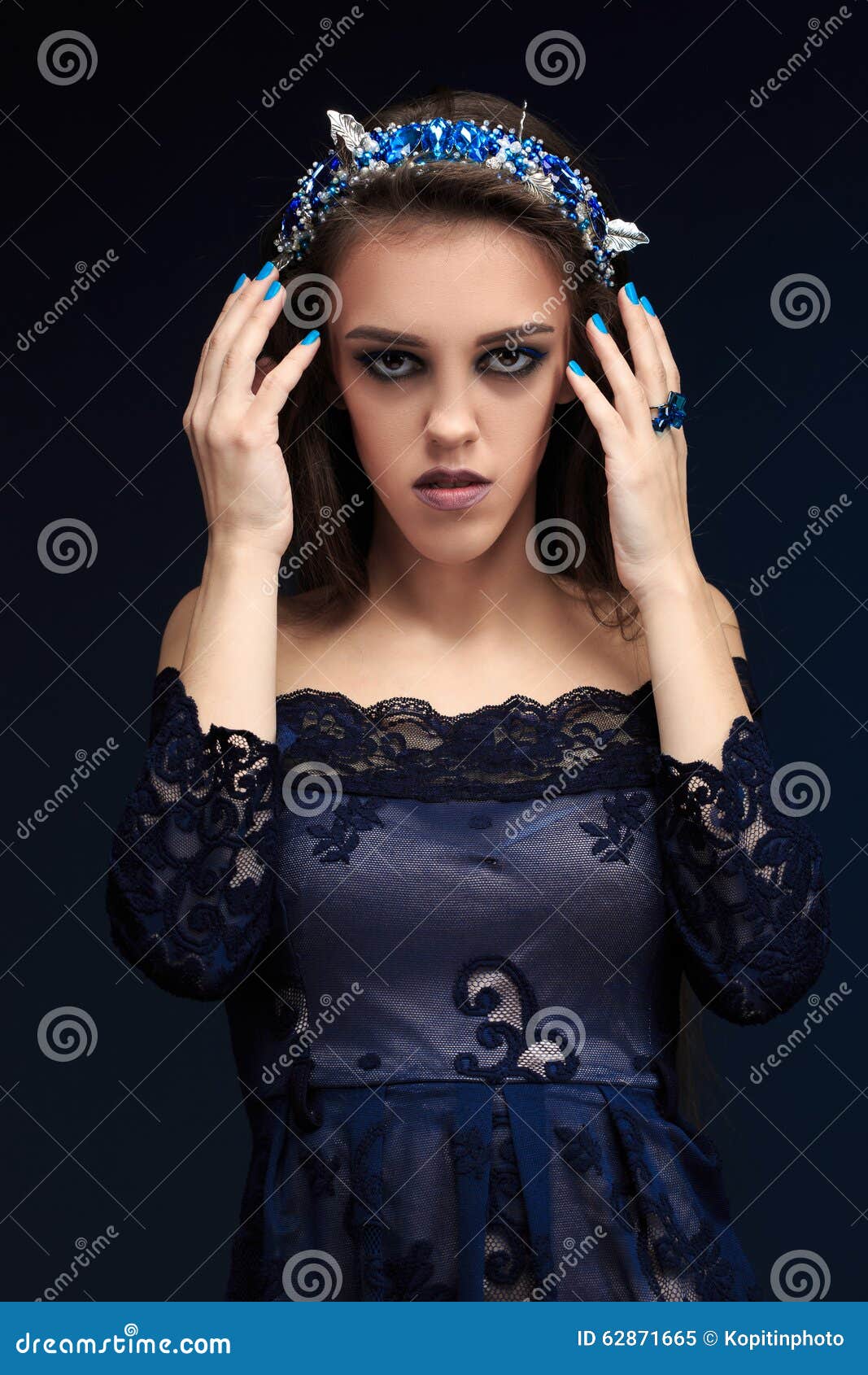 Terrible Girl with a Long Face in the Diadem Stock Image - Image of ...