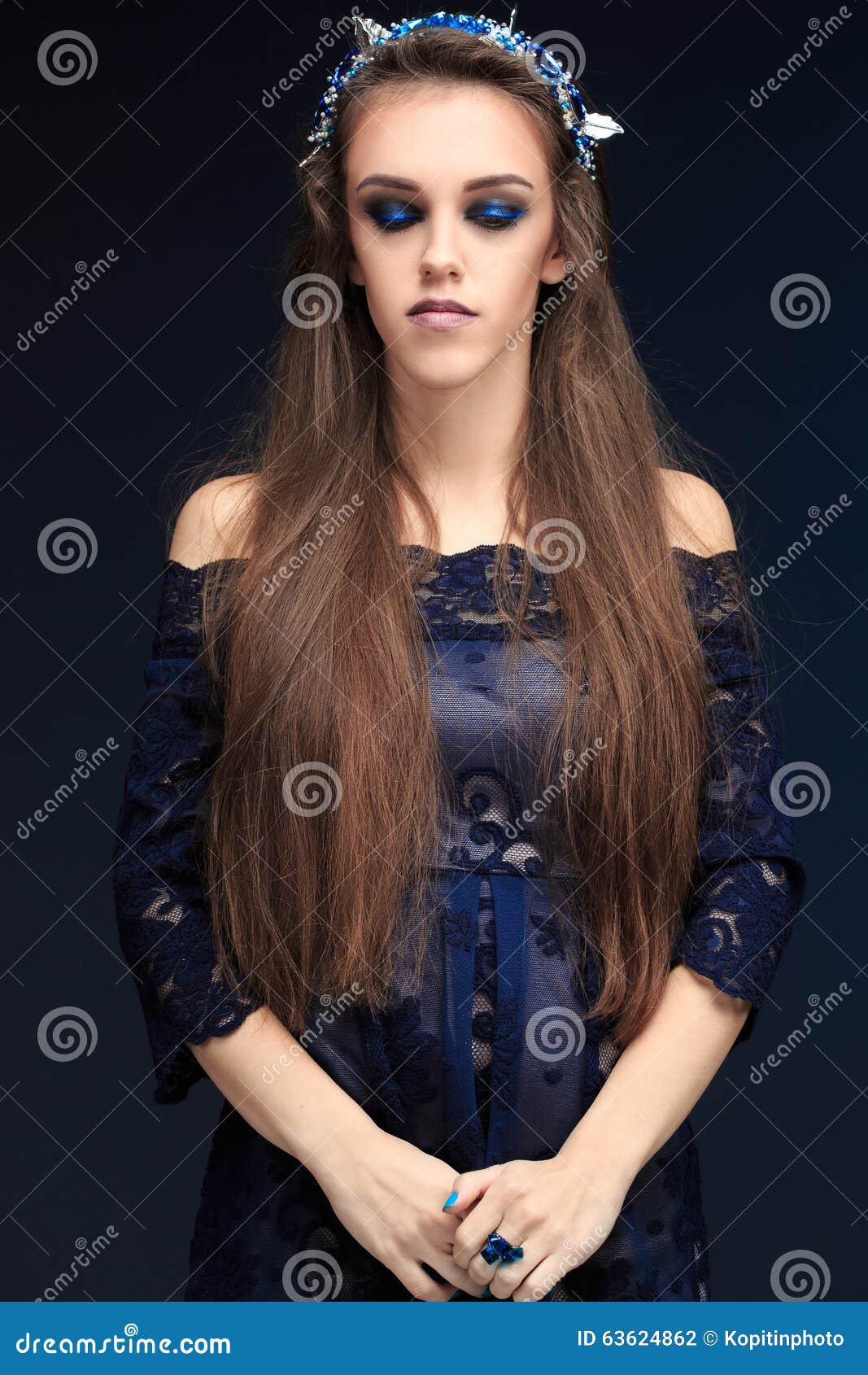 Terrible Girl with a Long Face in the Diadem Stock Photo - Image of ...