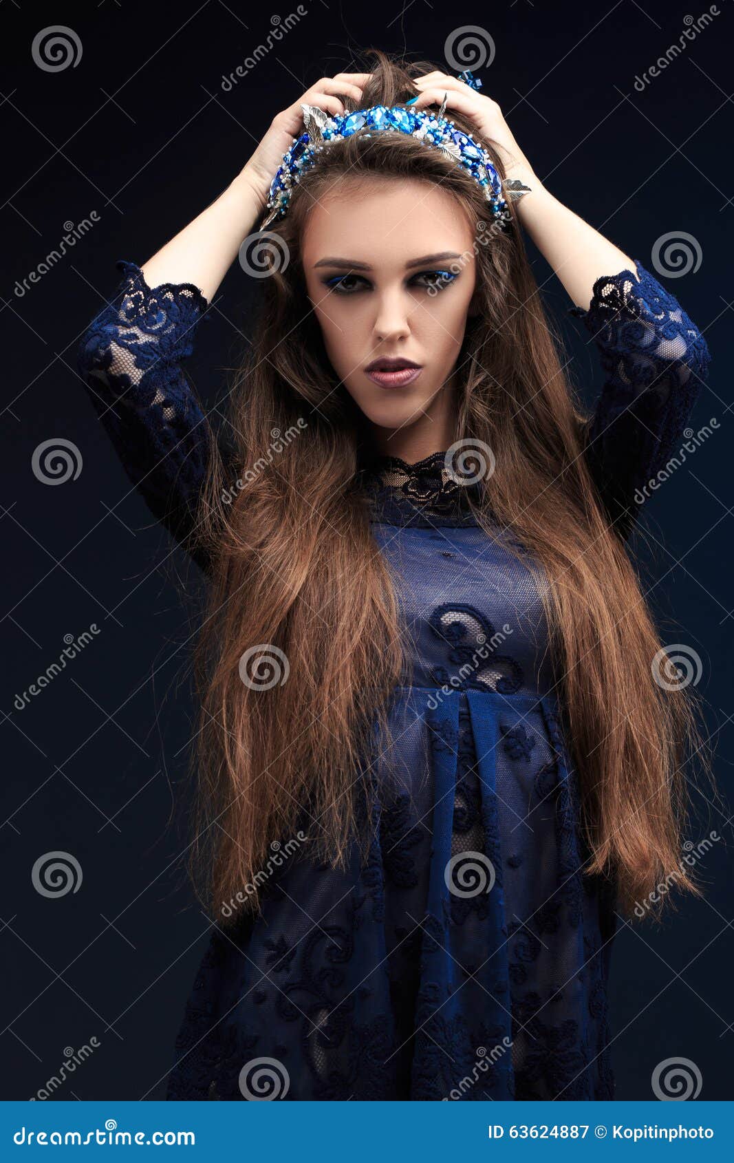 Terrible Girl with a Long Face in the Diadem Stock Image - Image of ...