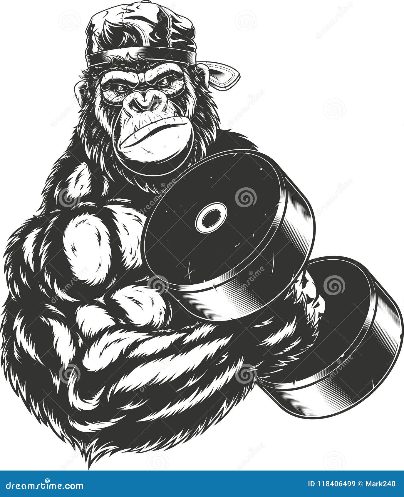 Gorilla Bodybuilder. Strong Black Monkey With Big Muscles. Athlete Wild ...