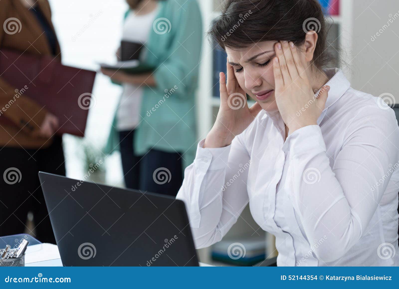 Terrible headache at work stock photo. Image of stress - 52144354