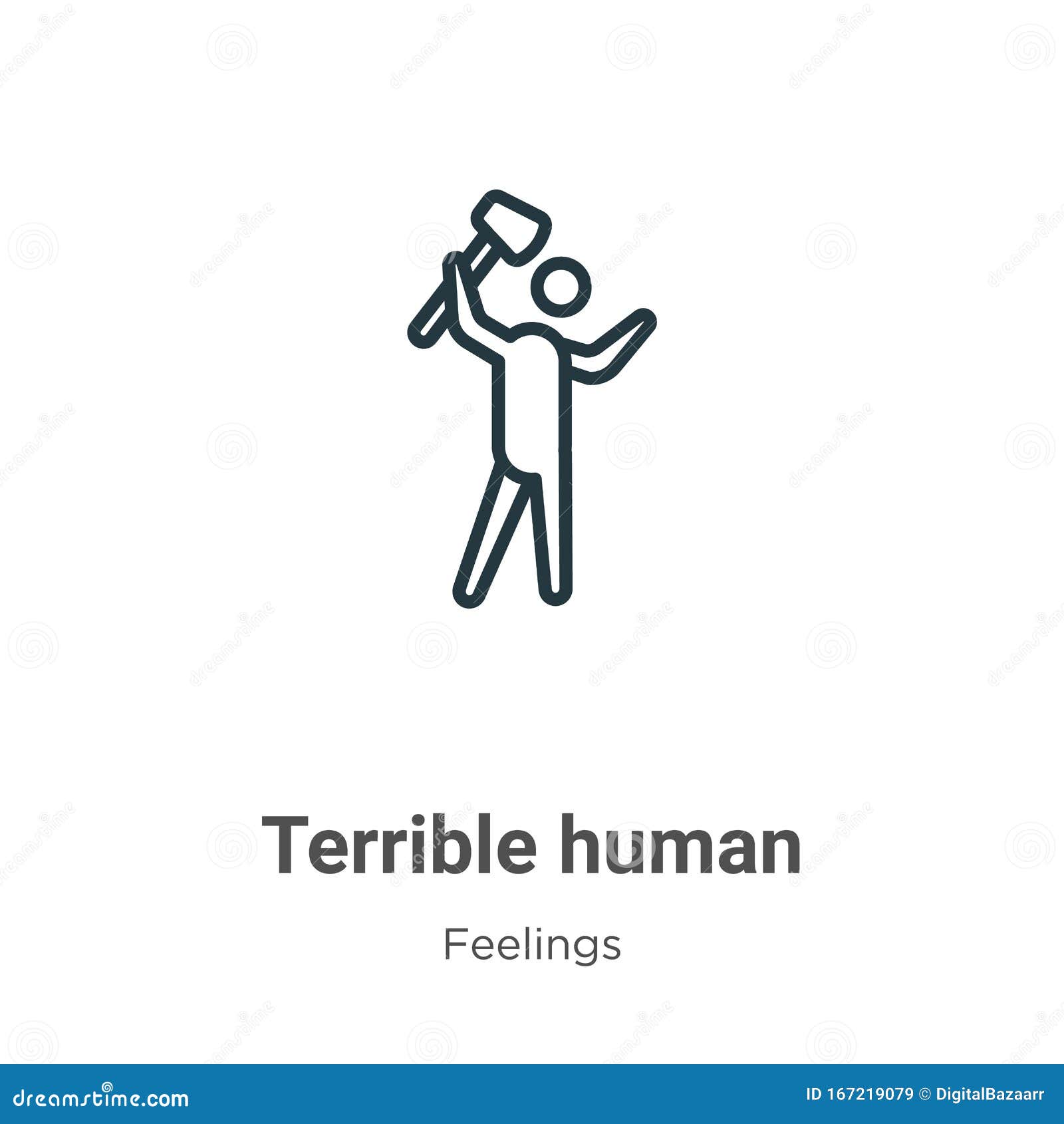 Terrible Human Outline Vector Icon. Thin Line Black Terrible Human Icon ...