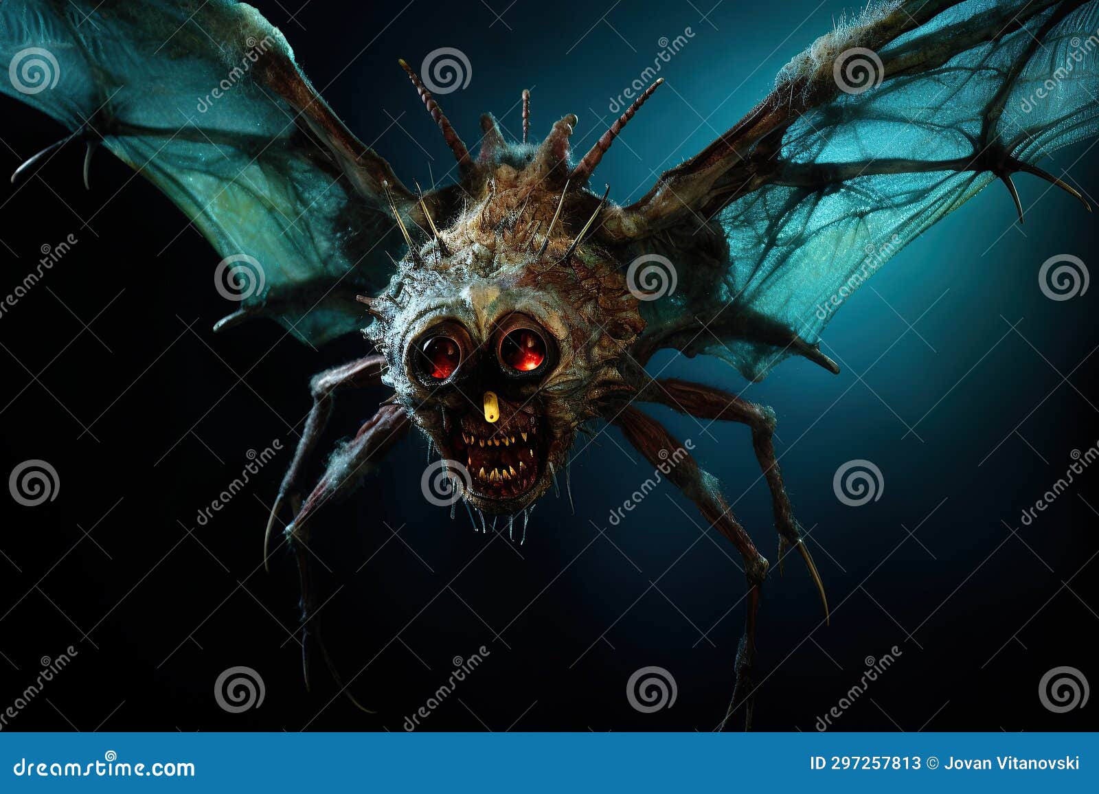 A Terrible Monster with Wings Stock Illustration - Illustration of ...