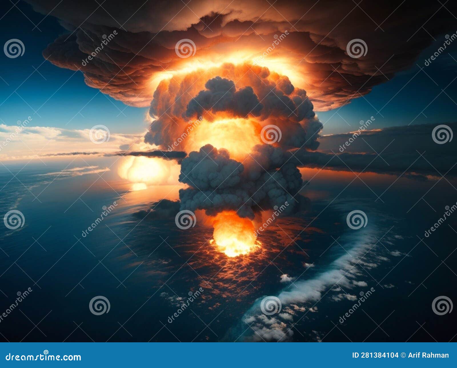 Terrible Nuclear Explosion in the Middle of the Ocean Stock ...