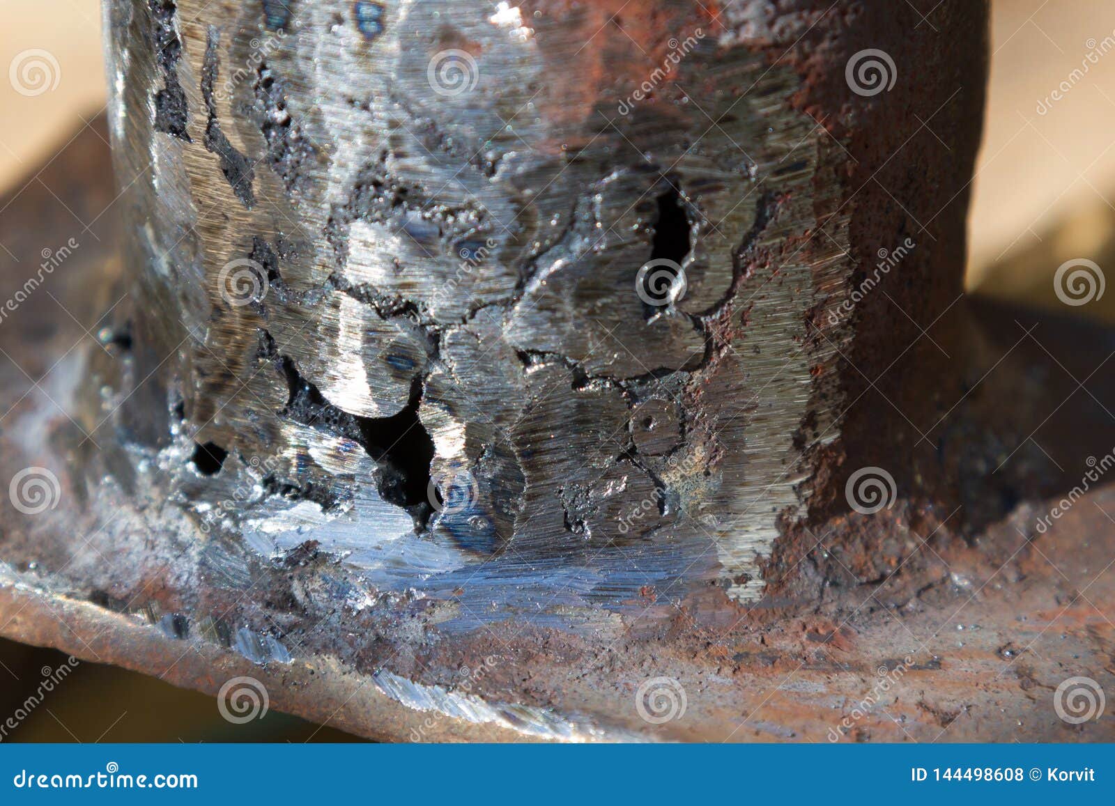 Poor Welding Job On A Vintage Car In Renovation. Spot Welds On New ...