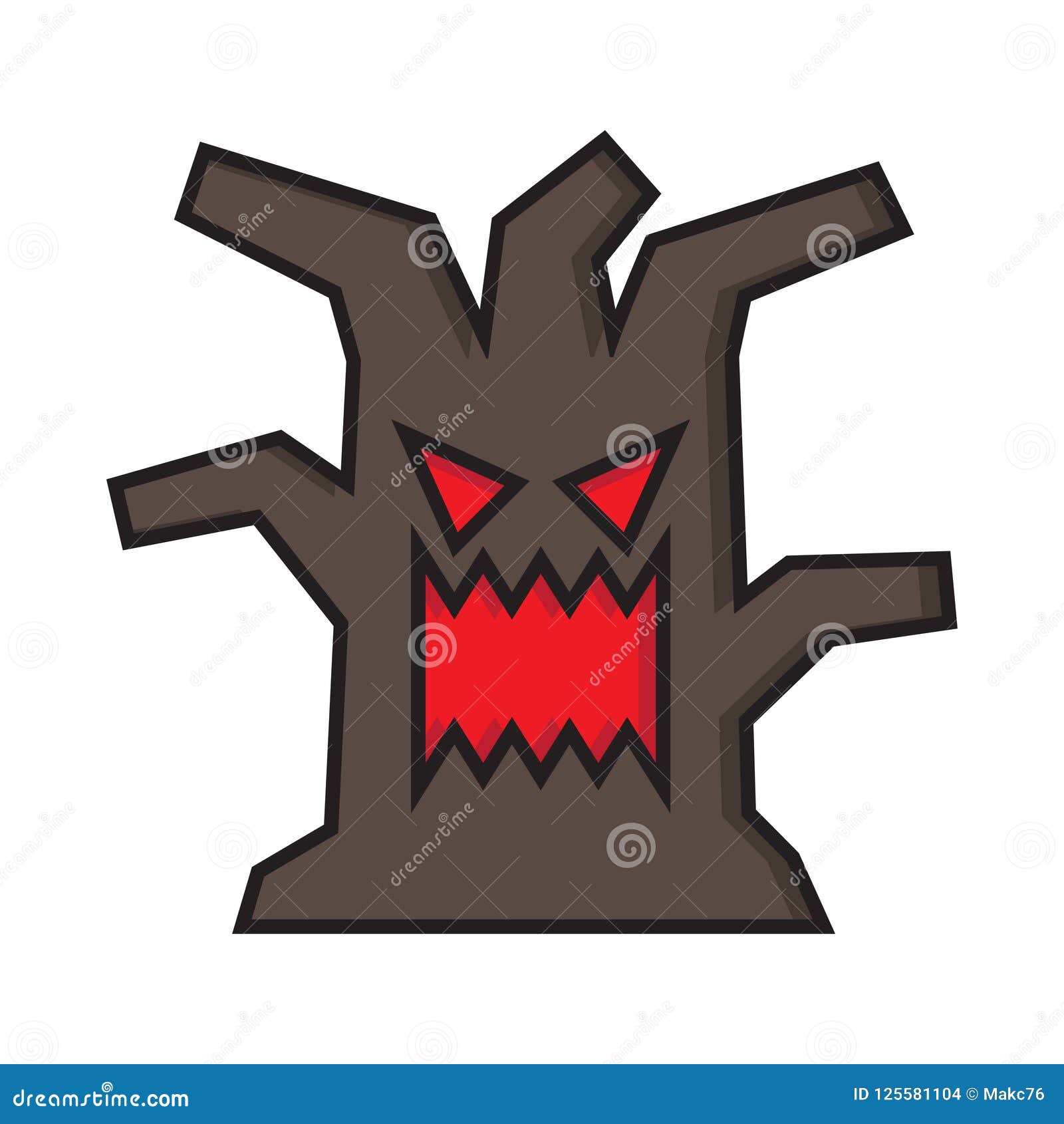 Terrible Tree with Branches Stock Vector - Illustration of white ...