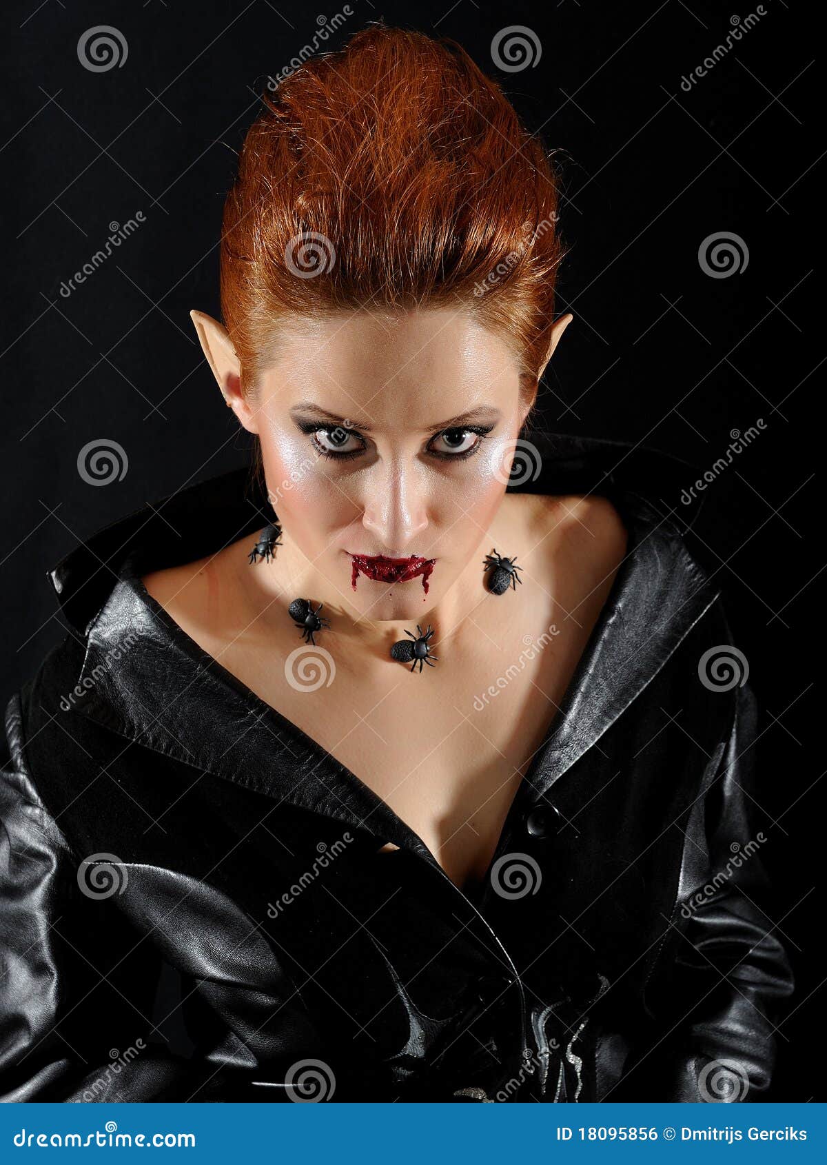 Terrible Vampire Woman with Spiders and Blood Stock Photo - Image of ...