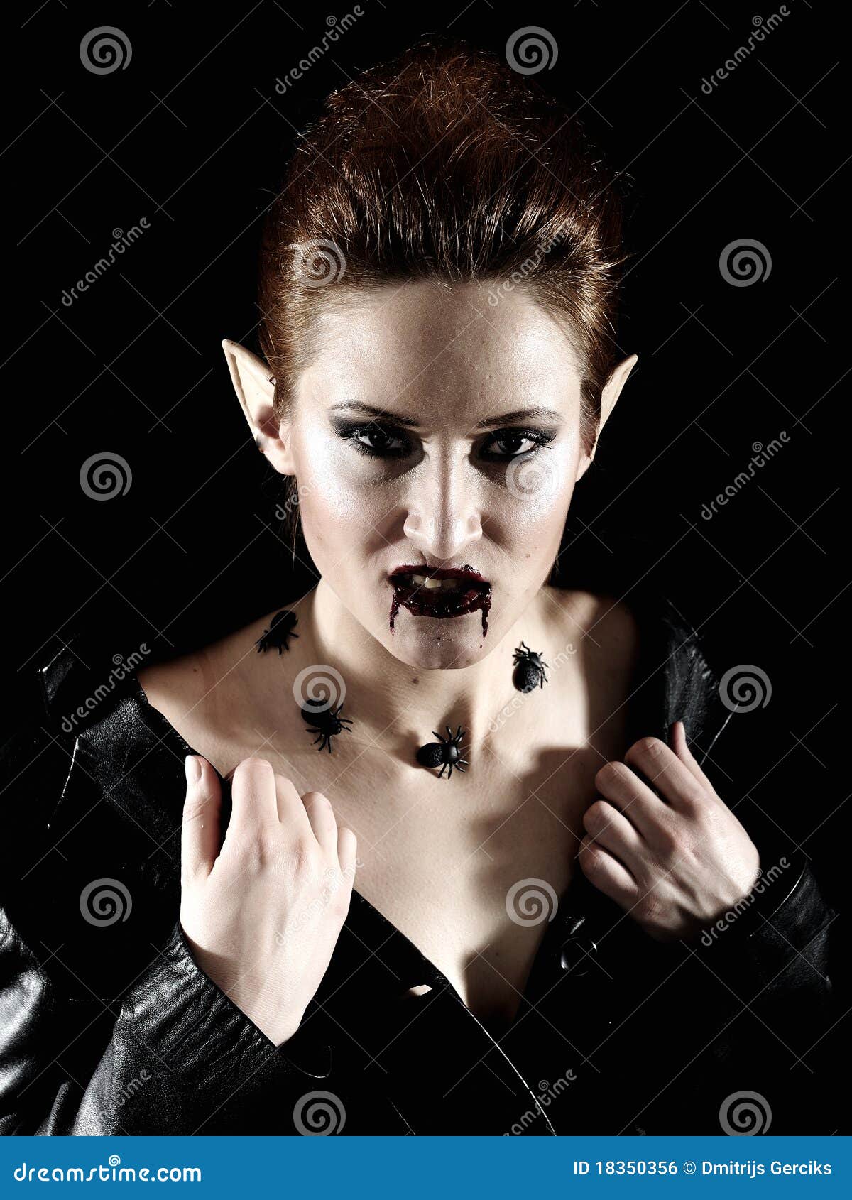 Terrible Vampire Woman With Spiders And Blood Stock Photo - Image of ...