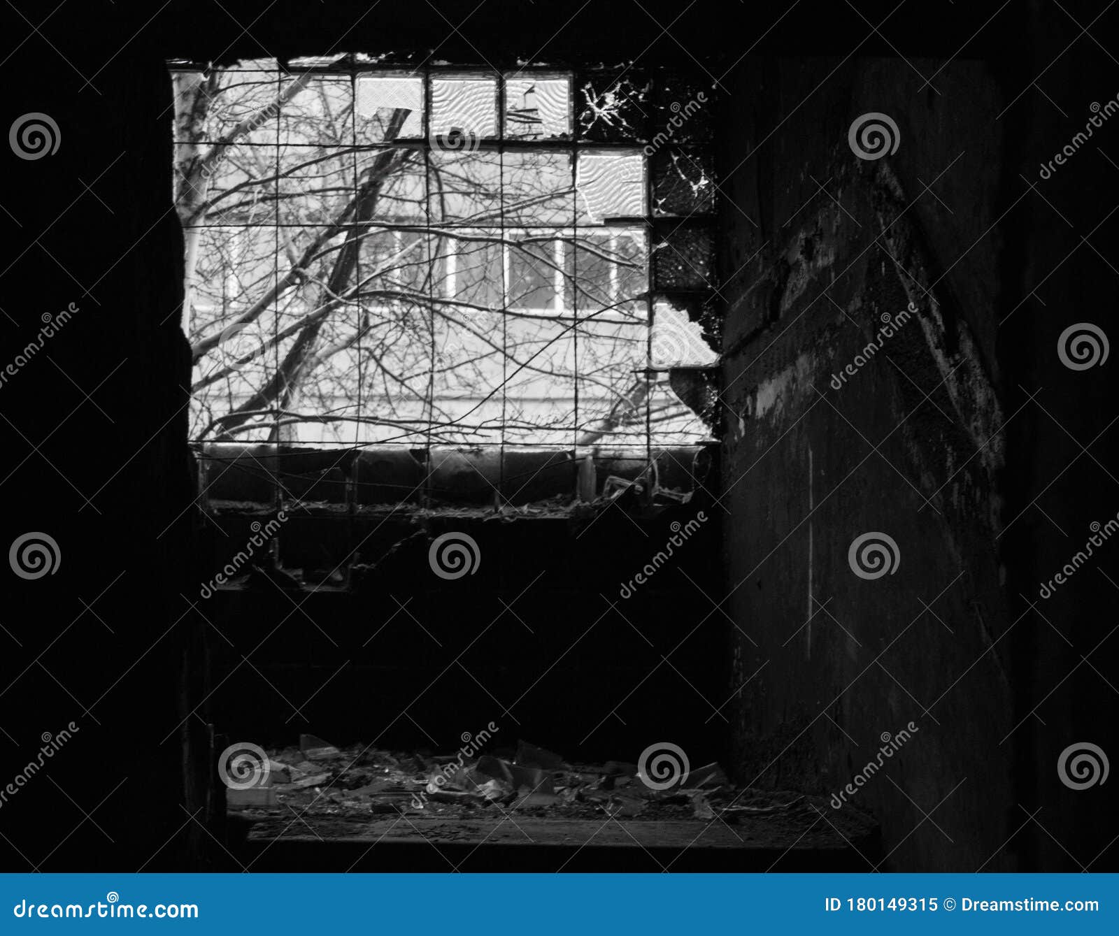 Dark Abandoned Room Terribly Broken Windows Stock Image - Image of ...