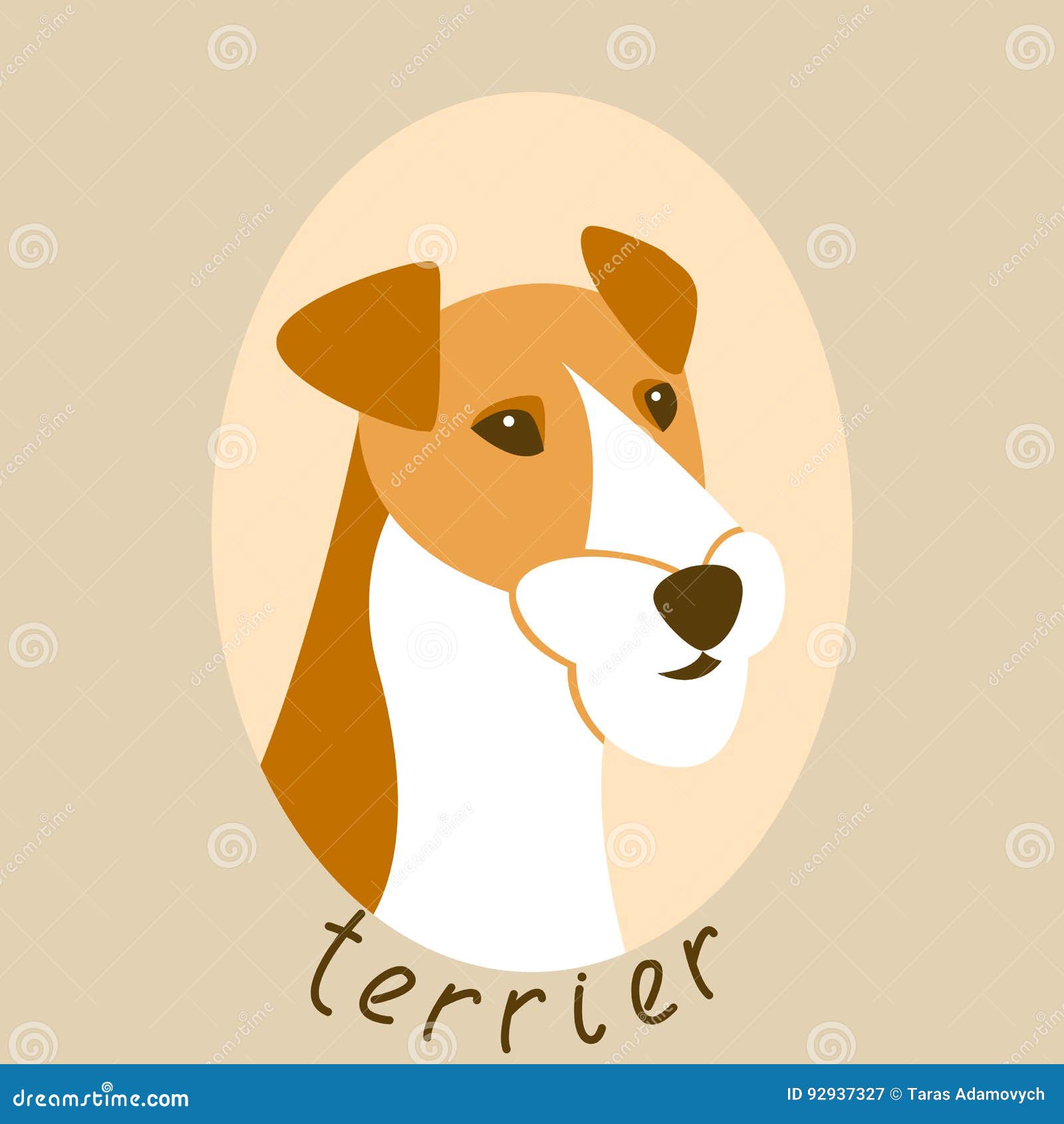 Terrier Dog Face Vector Illustration Style Stock Vector - Illustration ...