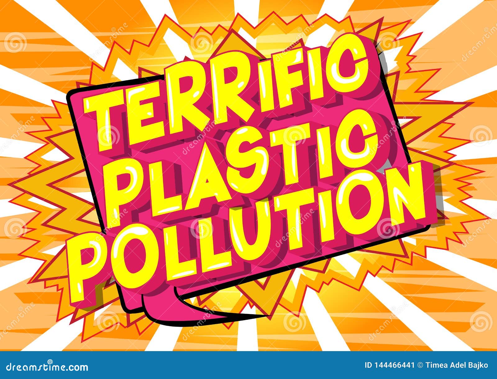 Terrific Plastic Pollution - Comic Book Style Words. Cartoon Vector ...