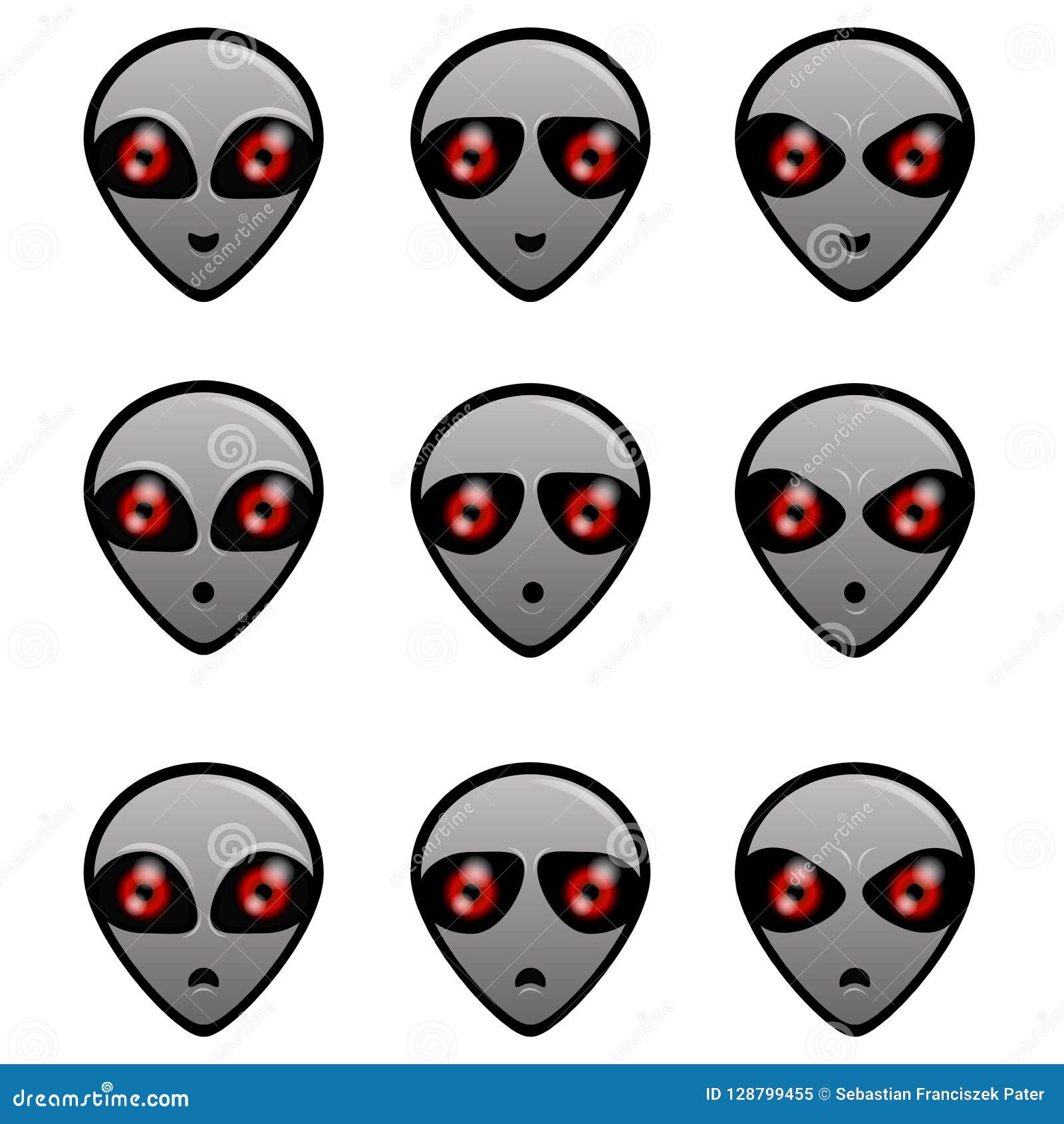 Terrified Gray Alien Expression Stock Vector - Illustration of grey ...