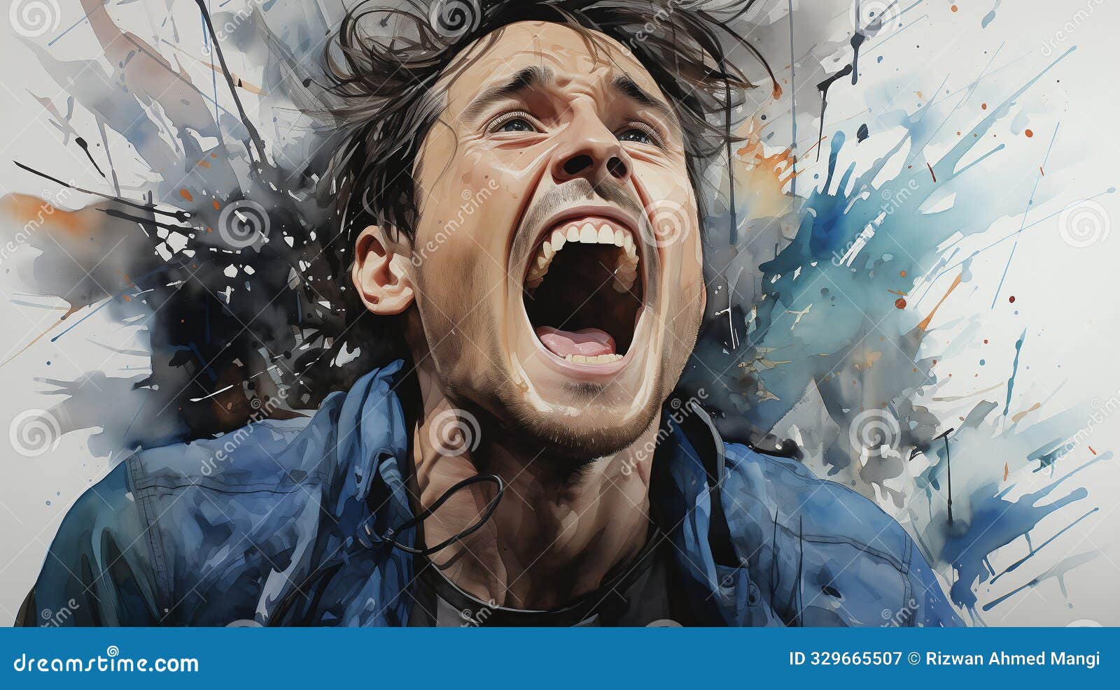 It Terrified the Man by Opening Its Lips. Drawing with Polygons Stock ...