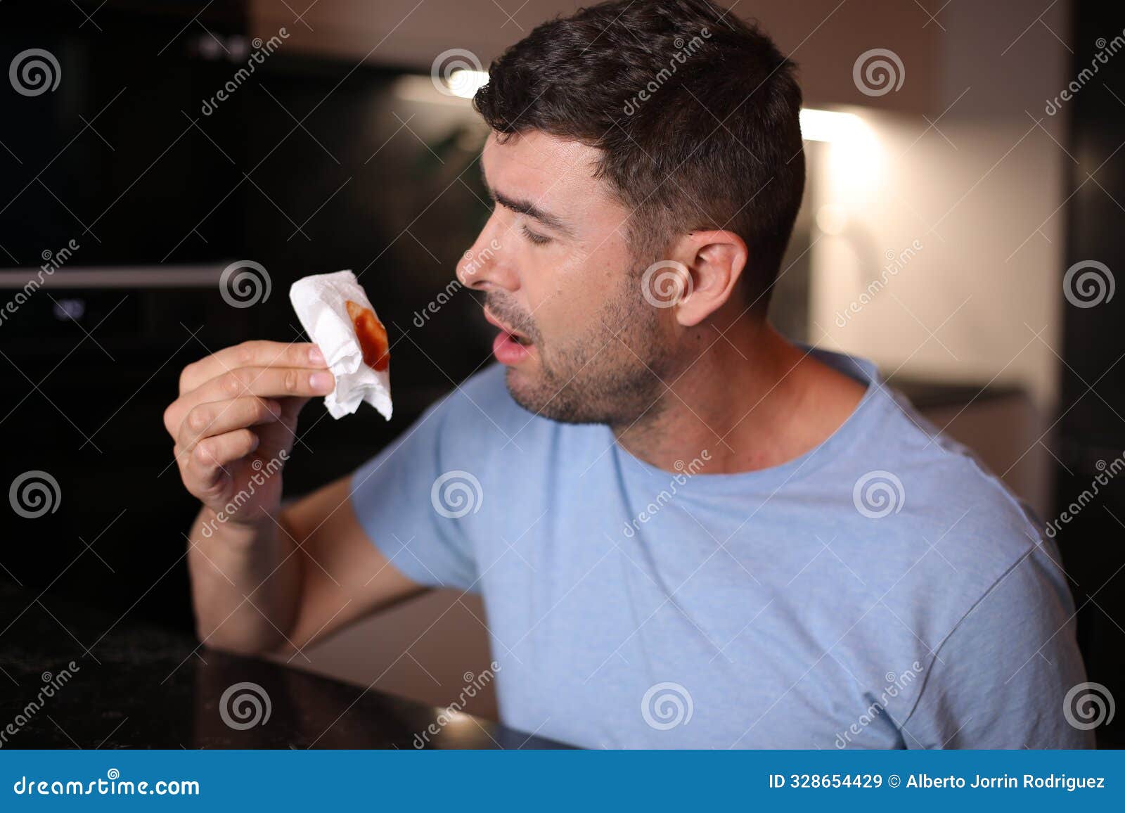 Terrified Man Spitting Some Blood Stock Image - Image of health, cancer ...