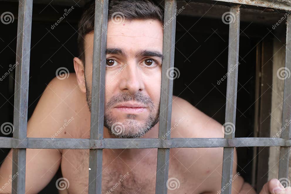 Terrified Prisoner Crying Behind Bars Stock Photo - Image of angry ...