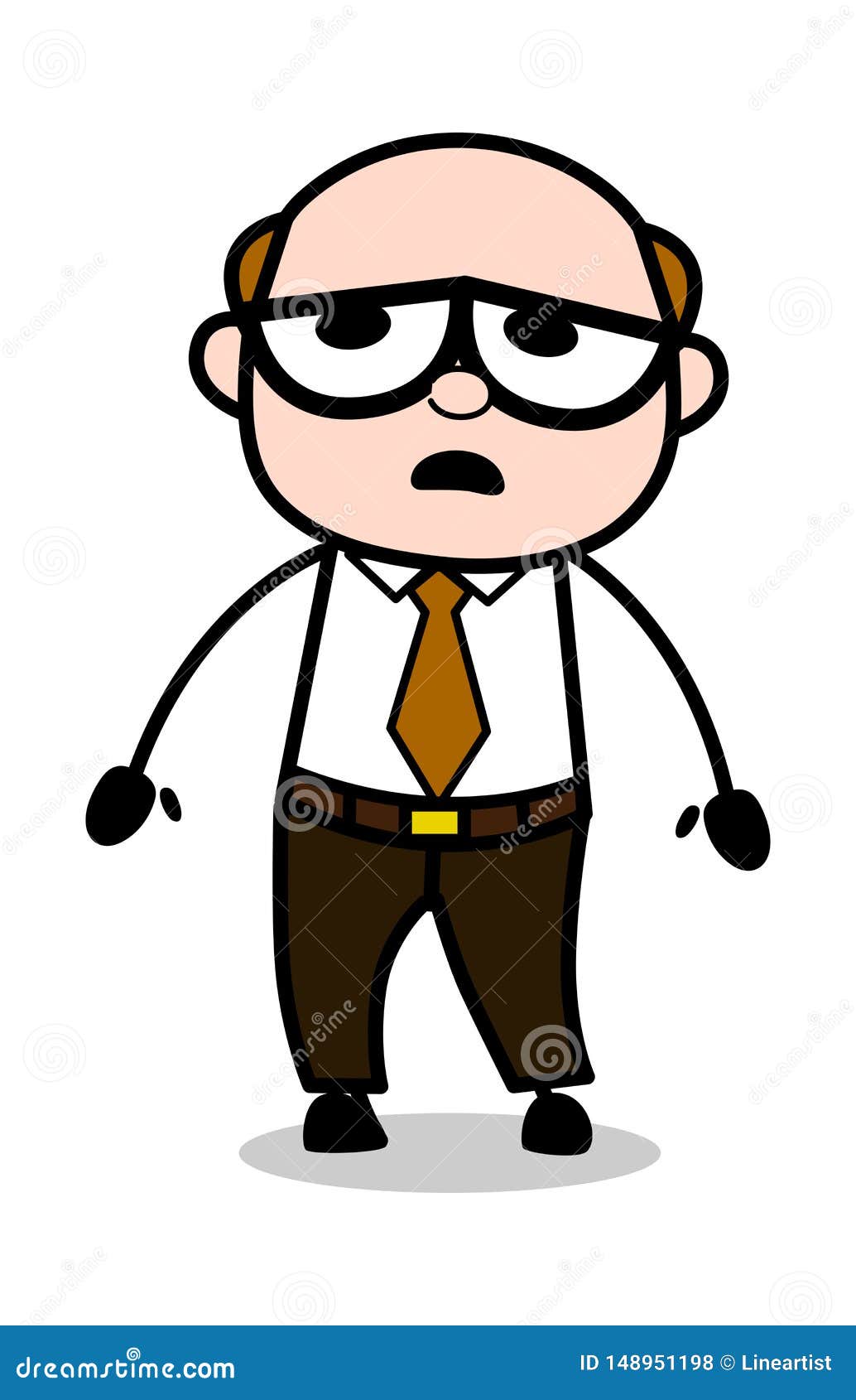 Terrified - Retro Cartoon Office Old Boss Man Vector Illustration Stock ...