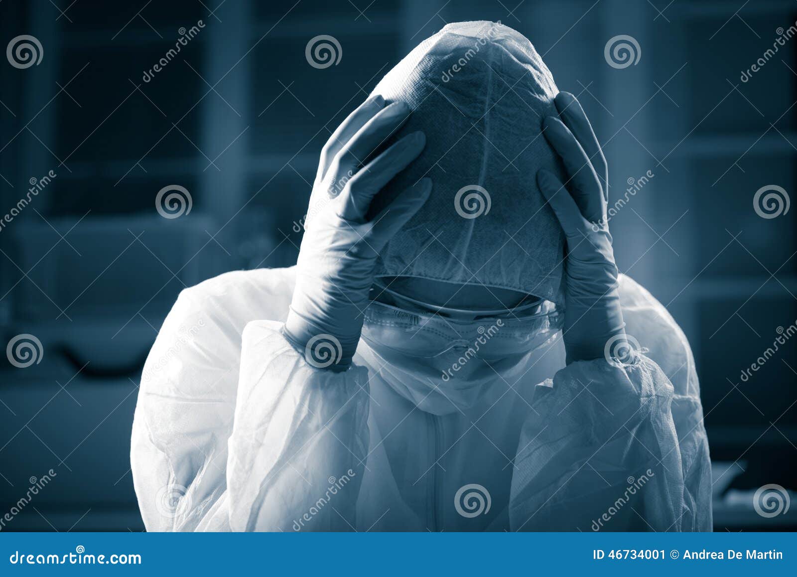 Terrified Scientist in Hazmat Suit Stock Image - Image of laboratory ...