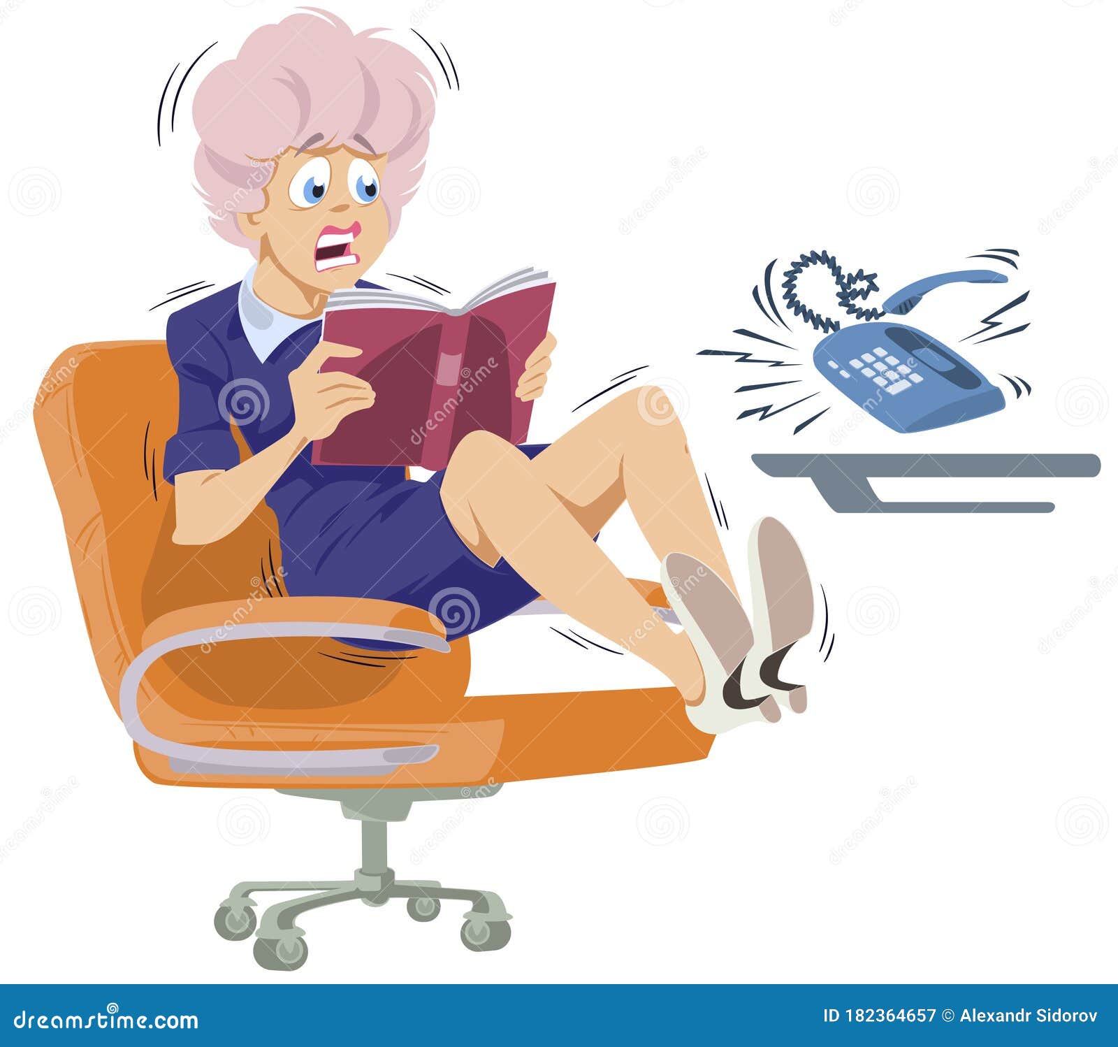 Terrified Woman with Book. Scary Phone Call. Funny People Stock Vector ... Terrified Woman with Book. Scary Phone Call. Funny People Stock Vector ...