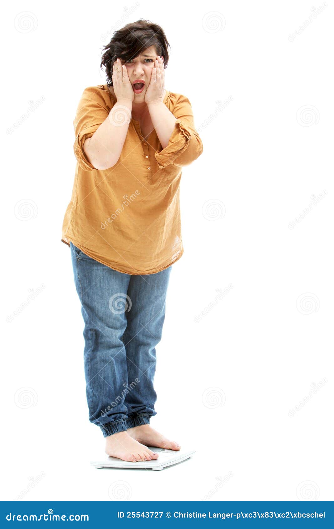 Terrified Women with Overweight Stock Image - Image of weight, white ...