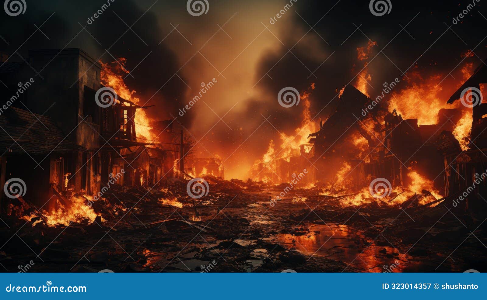 Terrifying Apocalyptic Environment after Disaster Situation Stock ...