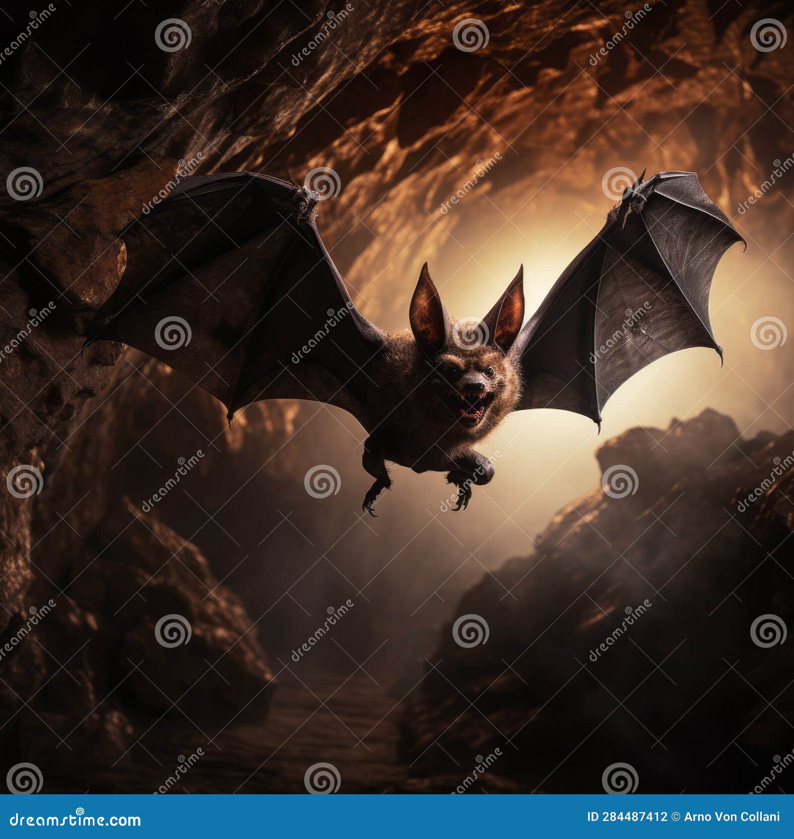 Terrifying Bat Attack: AI-Generated Dark Cave Scene Stock Photo - Image ...