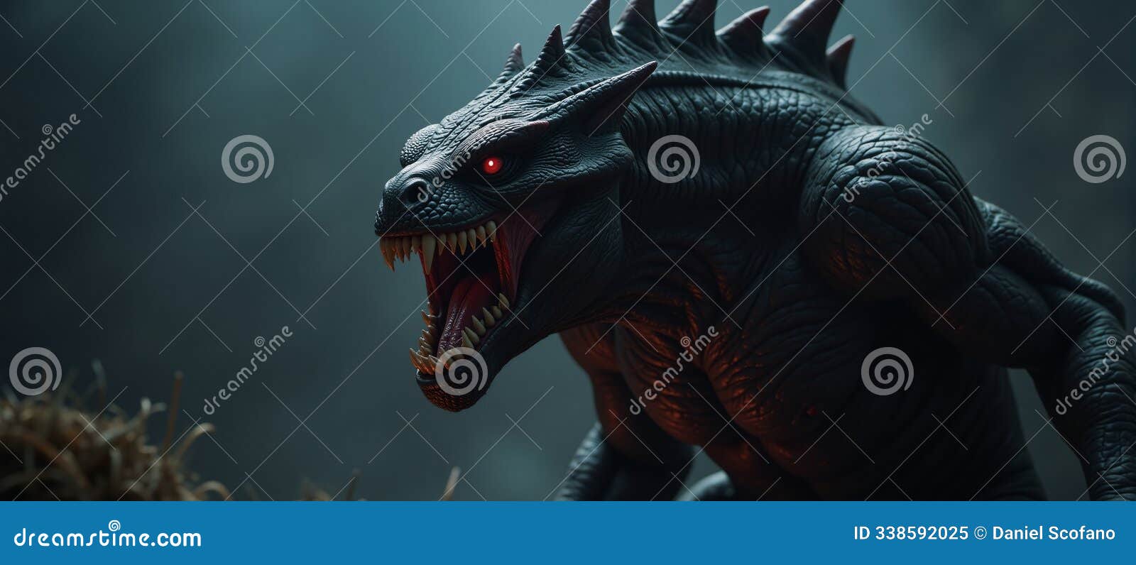 A Terrifying Beast Lurks Menacingly within an Eerie Landscape Stock ...