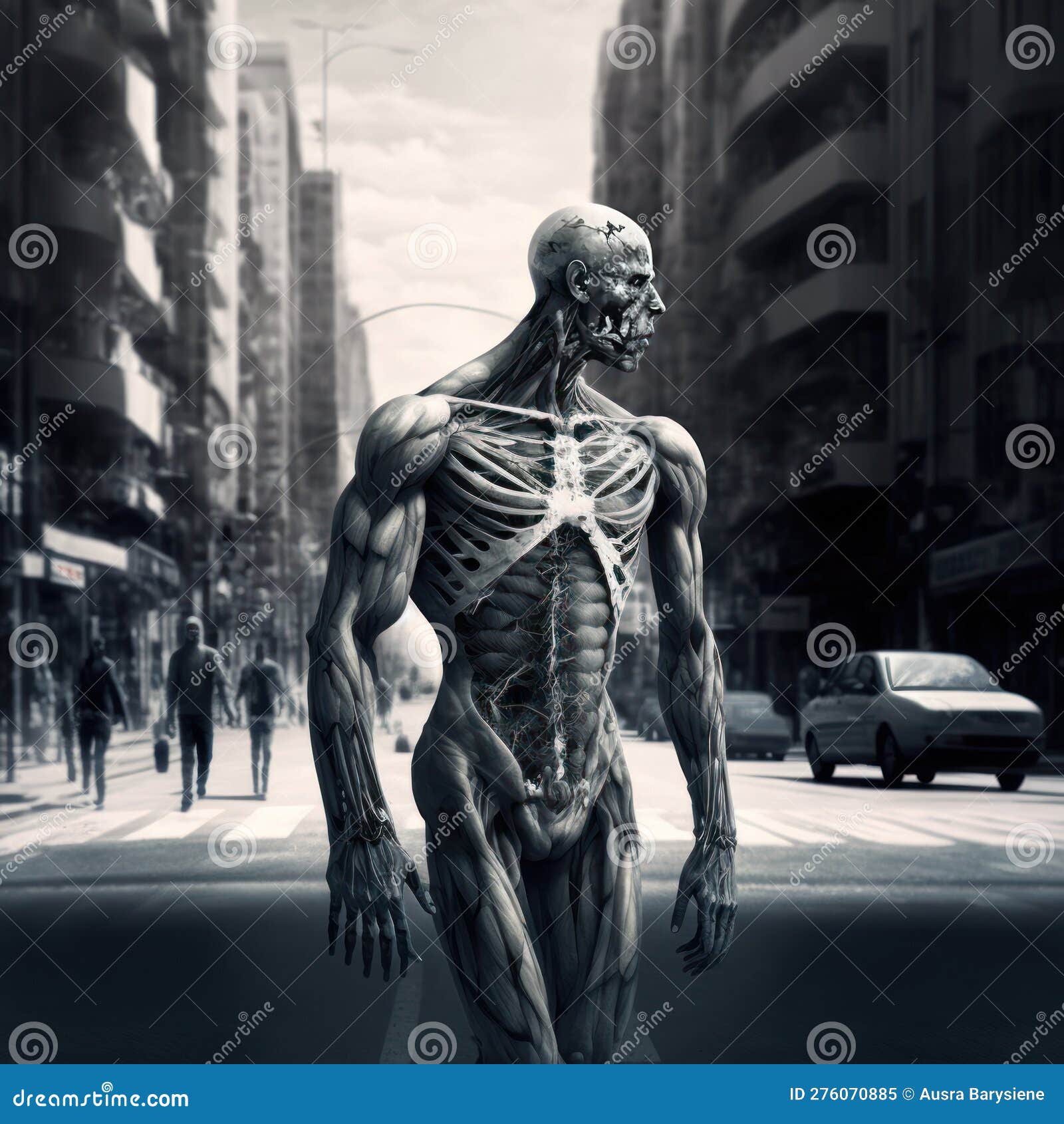 Terrifying Biomechanical Skinned Humanoid. AI Generated Stock ...