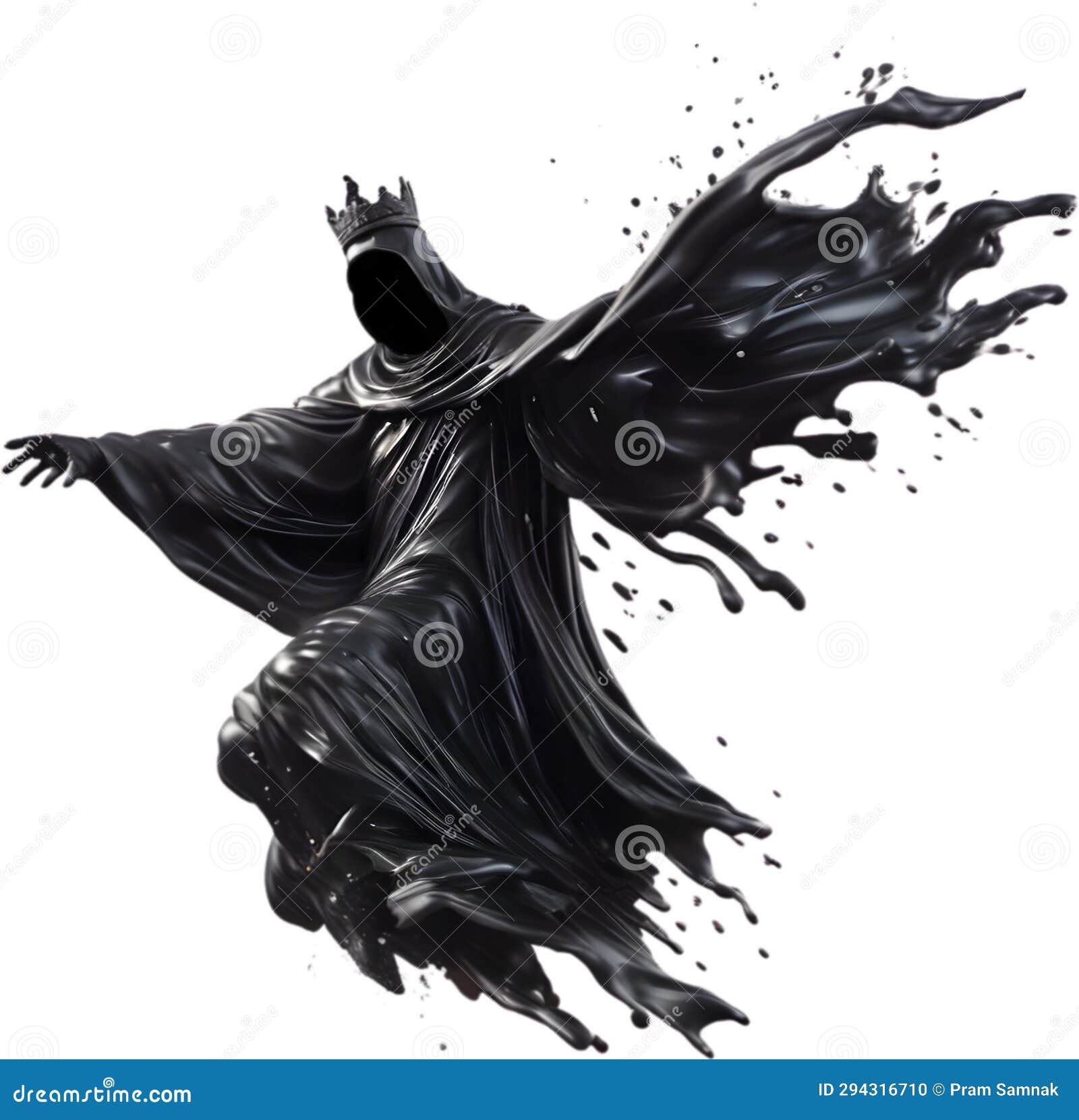 Black Ghost King Floated In The Air. AI-Generated. Stock Photo ...