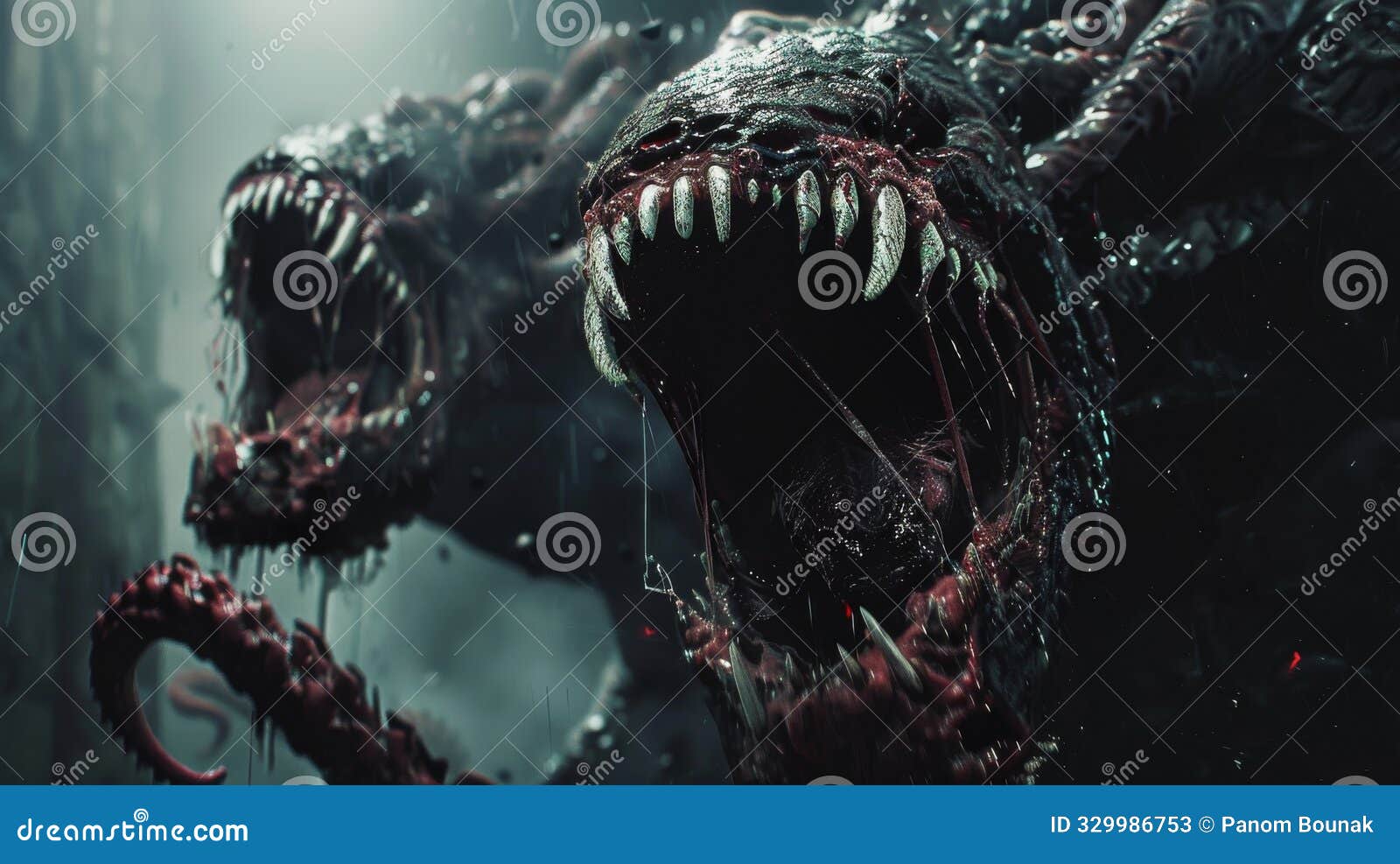 Terrifying Close Up of Monstrous Alien Creatures with Sharp Teeth and ...
