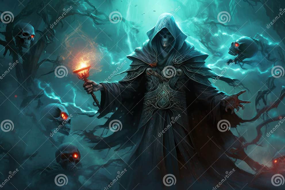 Terrifying Evil Necromancer Take Light. Generate Ai Stock Photo - Image ...
