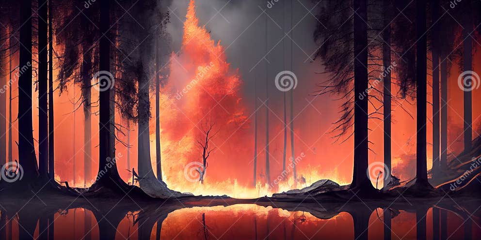 Terrifying Forest Fire, Out of Control. Ia Generative. Stock ...