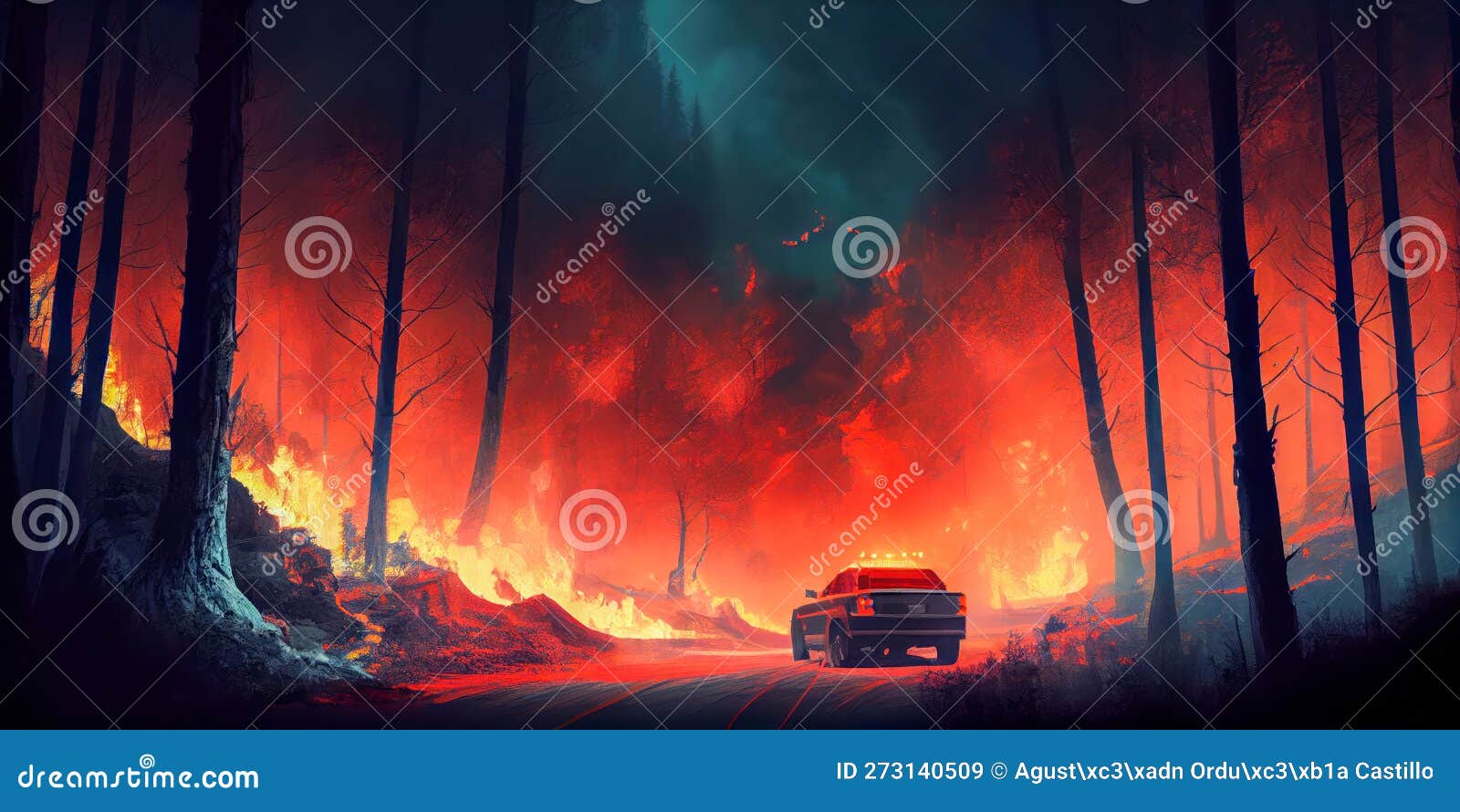 Terrifying Forest Fire, Out of Control. Ia Generative. Stock ...