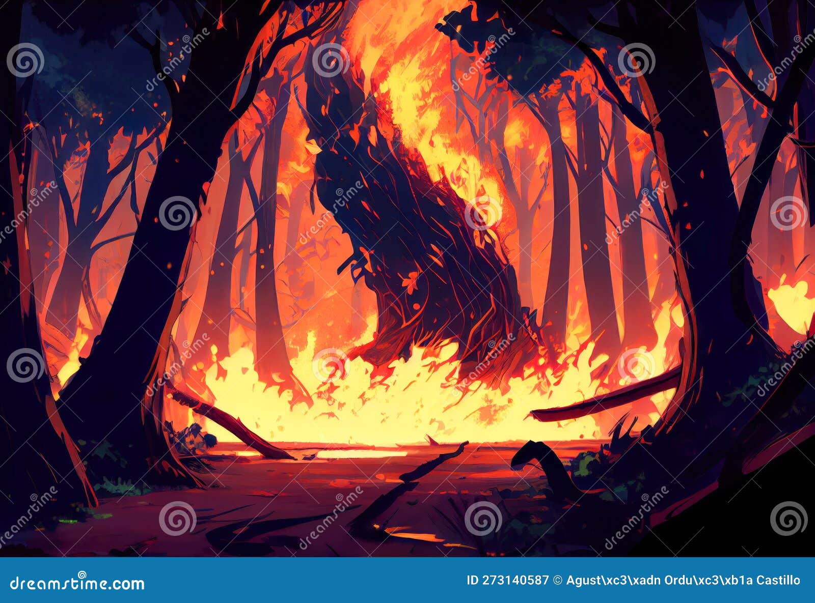 Terrifying Forest Fire, Out of Control. Ia Generative. Stock ...