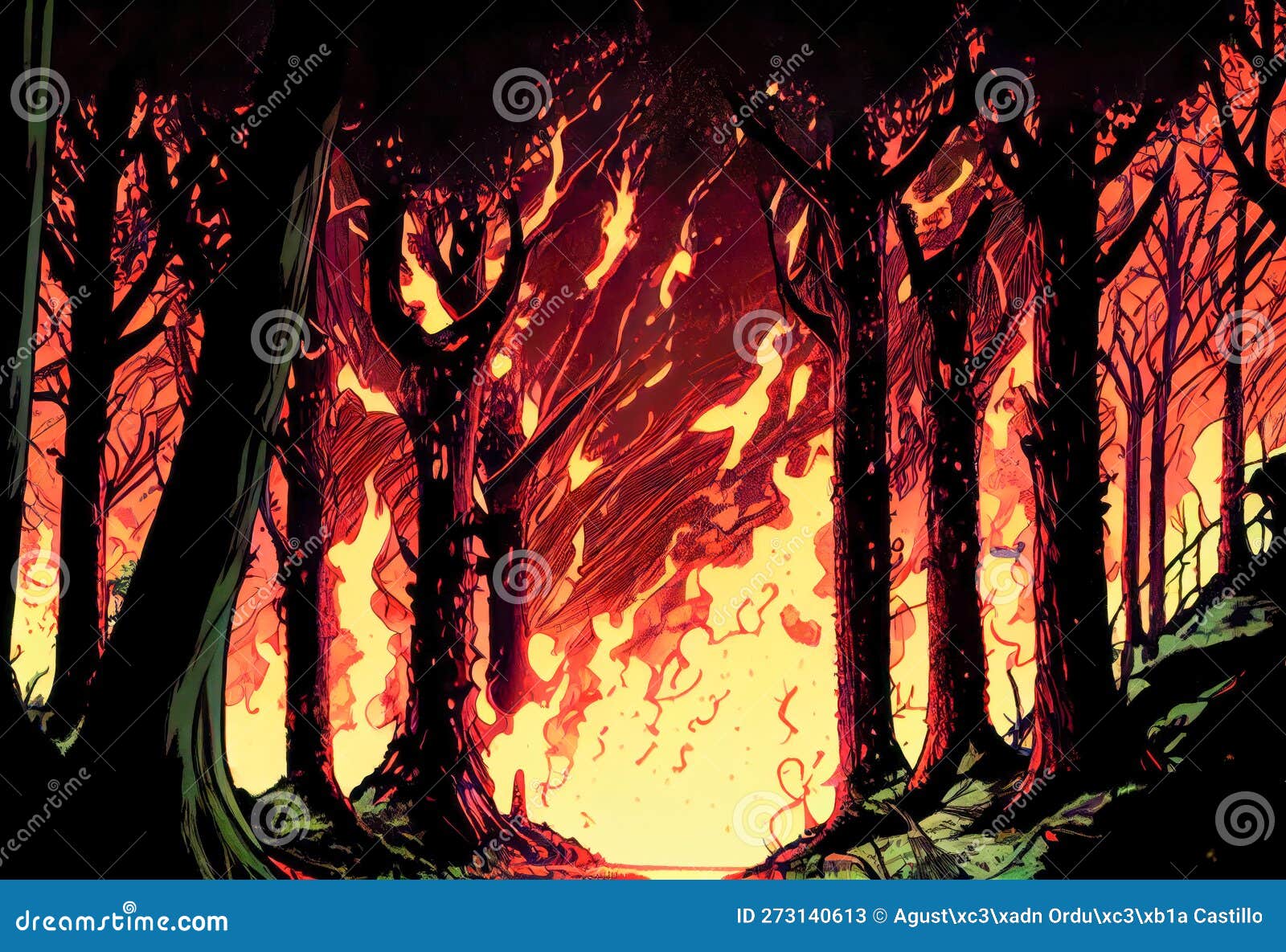 Terrifying Forest Fire, Out of Control. Ia Generative. Stock ...