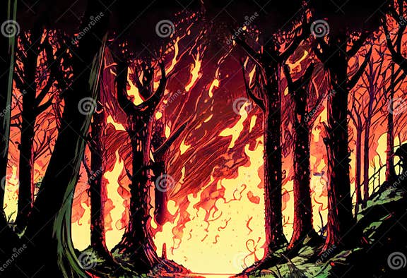 Terrifying Forest Fire, Out of Control. Ia Generative. Stock ...