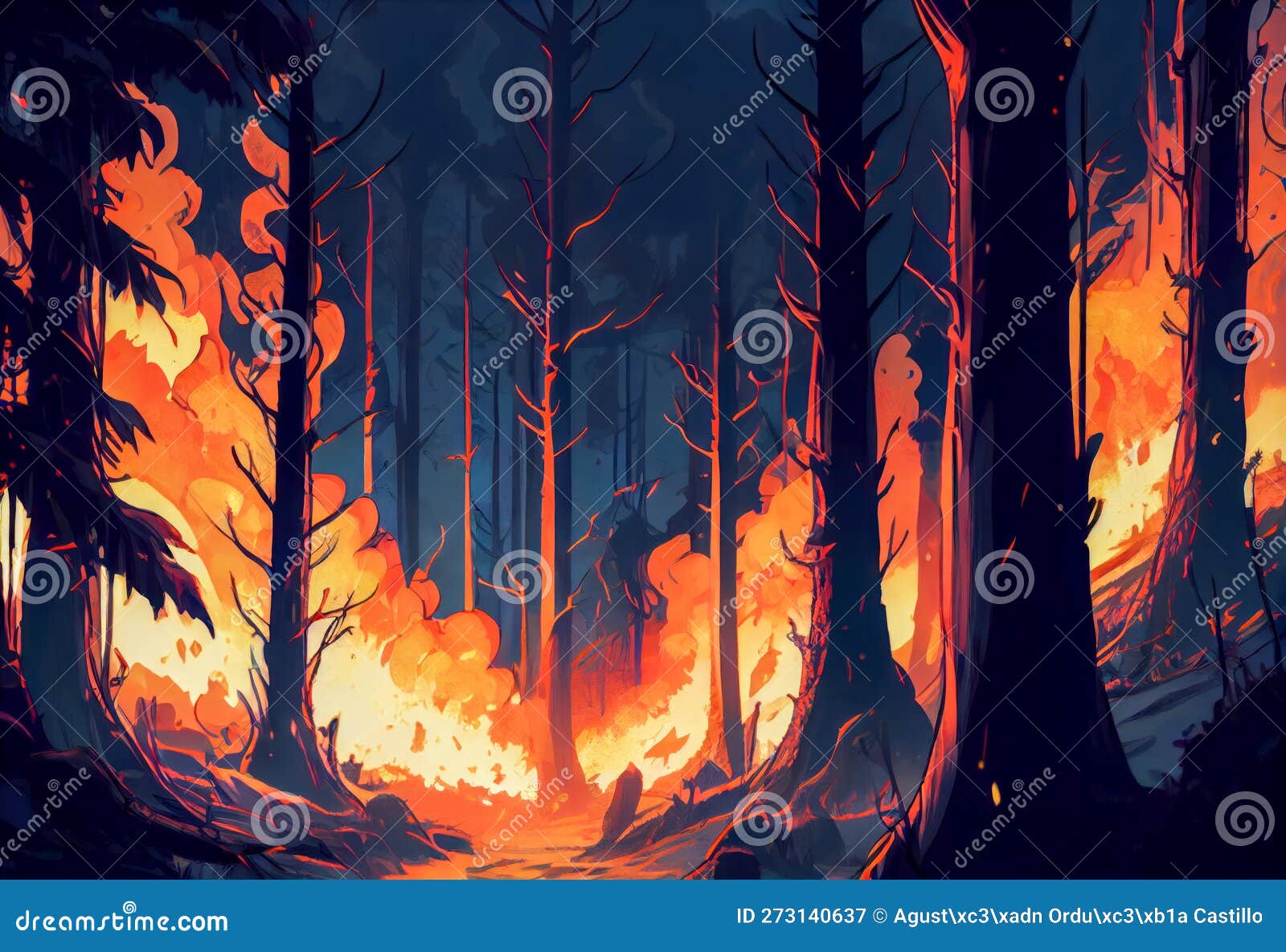 Terrifying Forest Fire, Out of Control. Ia Generative. Stock ...
