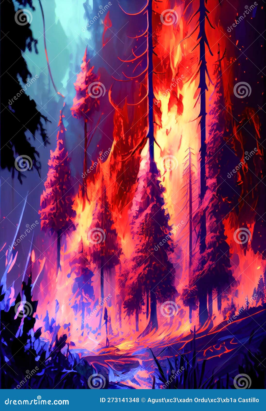 Terrifying Forest Fire, Out of Control. Ia Generative. Stock ...