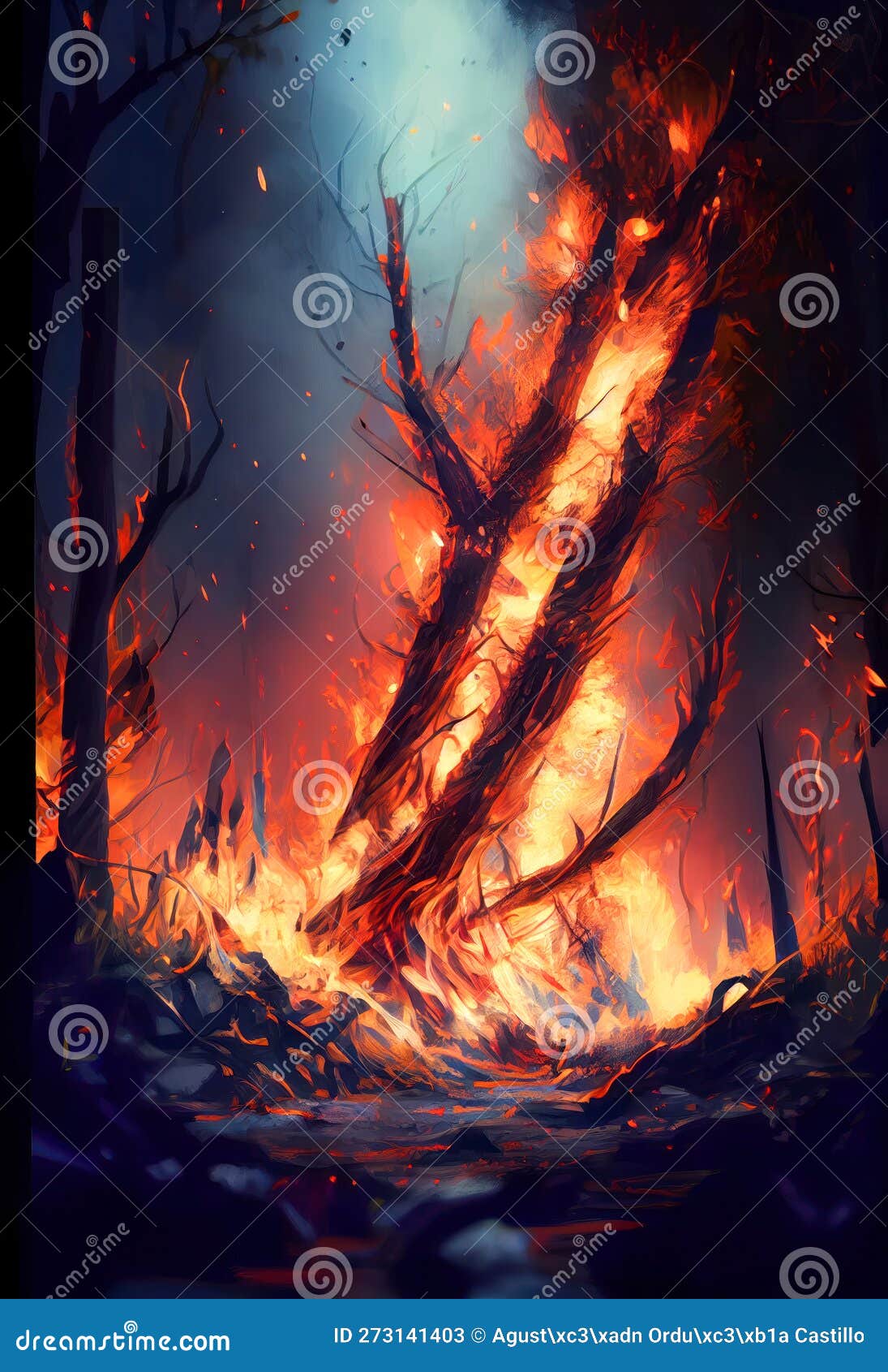 Terrifying Forest Fire, Out of Control. Ia Generative. Stock ...
