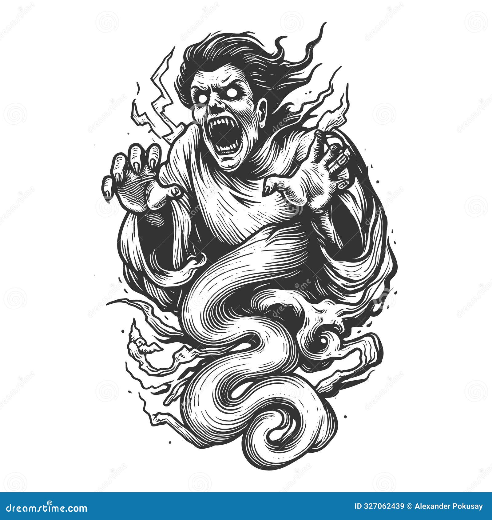 Terrifying Ghost with Open Mouth Vector Stock Vector - Illustration of ...