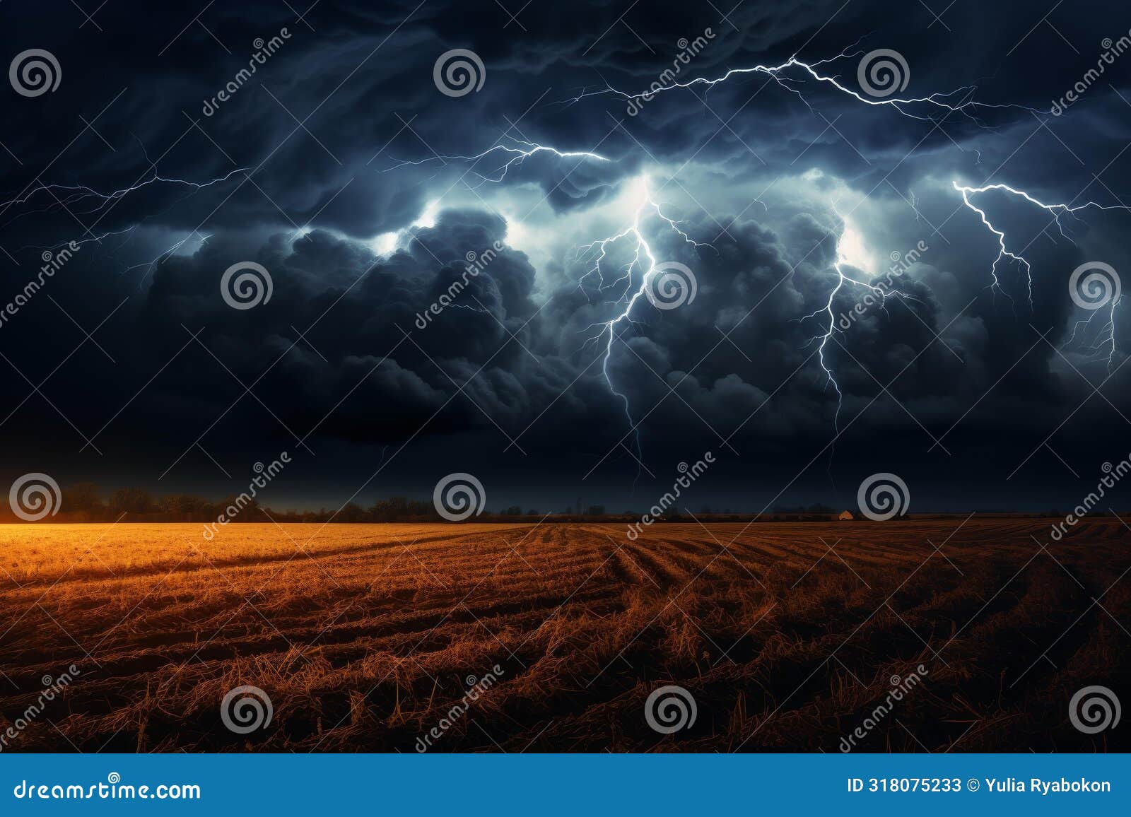 Terrifying Huge Night Thunderstorm. Generate Ai Stock Image - Image of ...