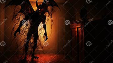 Terrifying Jersey Devil: Abstract Mythical Beast in Haunted Room Stock ...