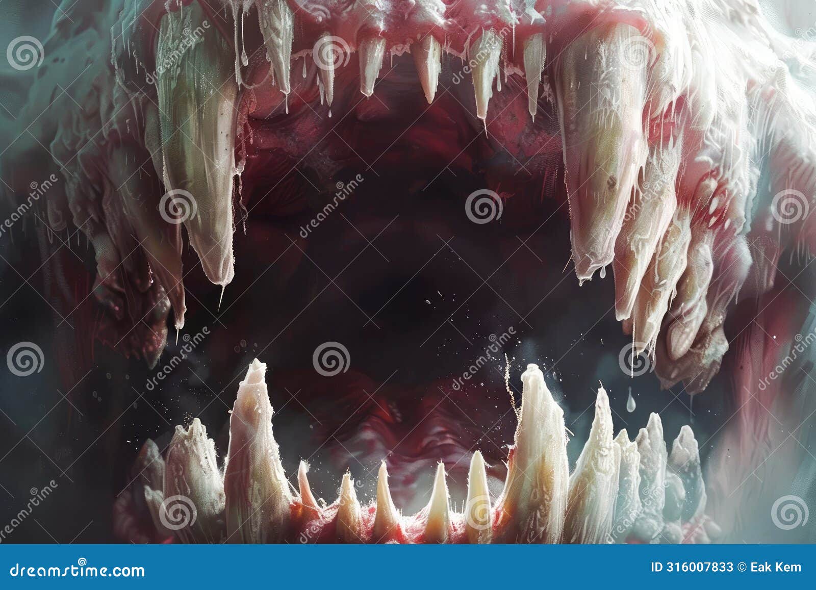 Terrifying Monster Mouth with Sharp Teeth Horror Concept Art for Spooky ...