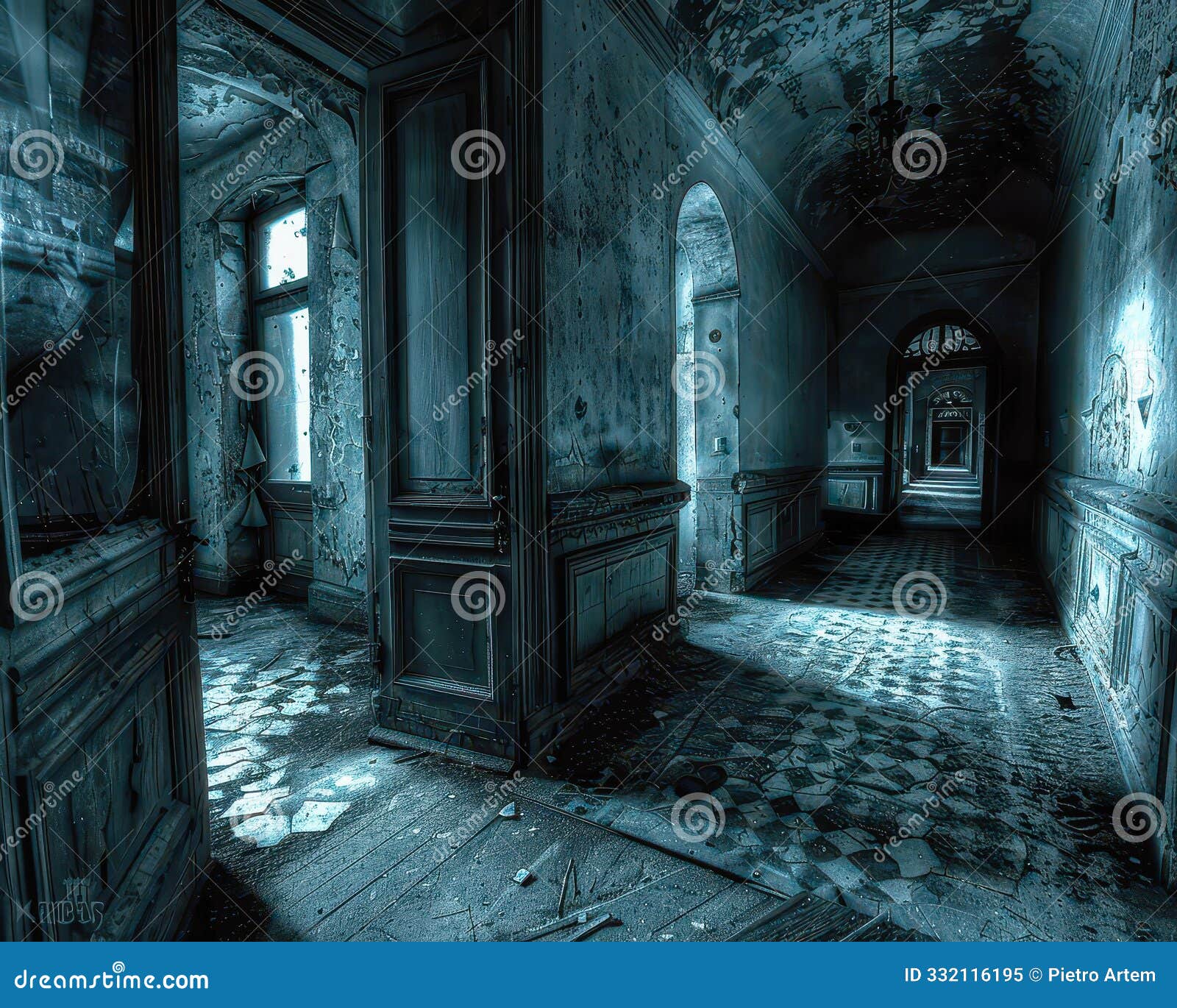 A Terrifying Room Cold and Dark Stock Image - Image of industrial ...