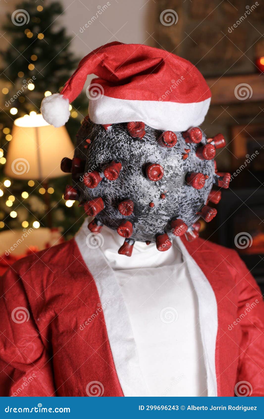 Terrifying Santa Clause with Spooky Virus Face Stock Image - Image of ...