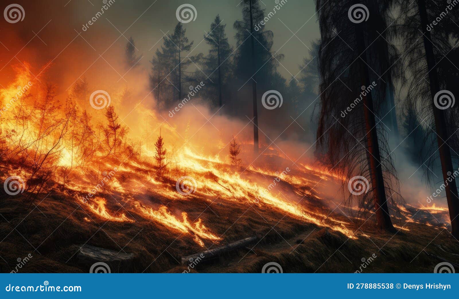 Terrifying Scene of Wildfire Blazing through the Mountain Forest ...