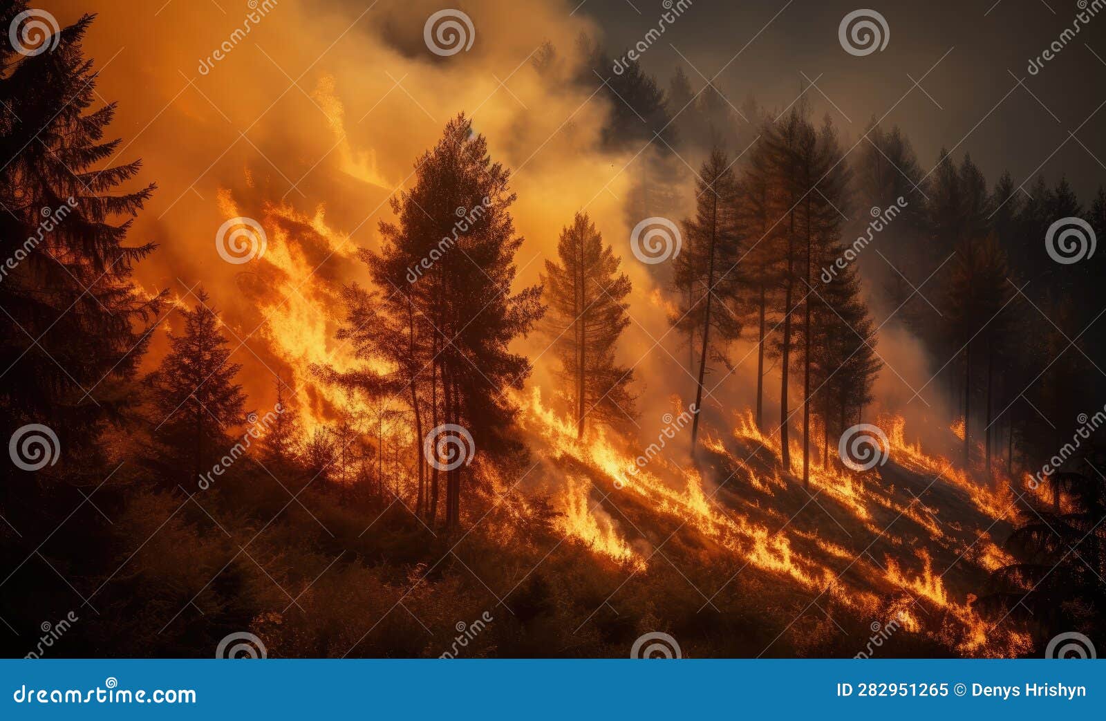 Terrifying Scene of Wildfire Blazing through the Mountain Forest ...