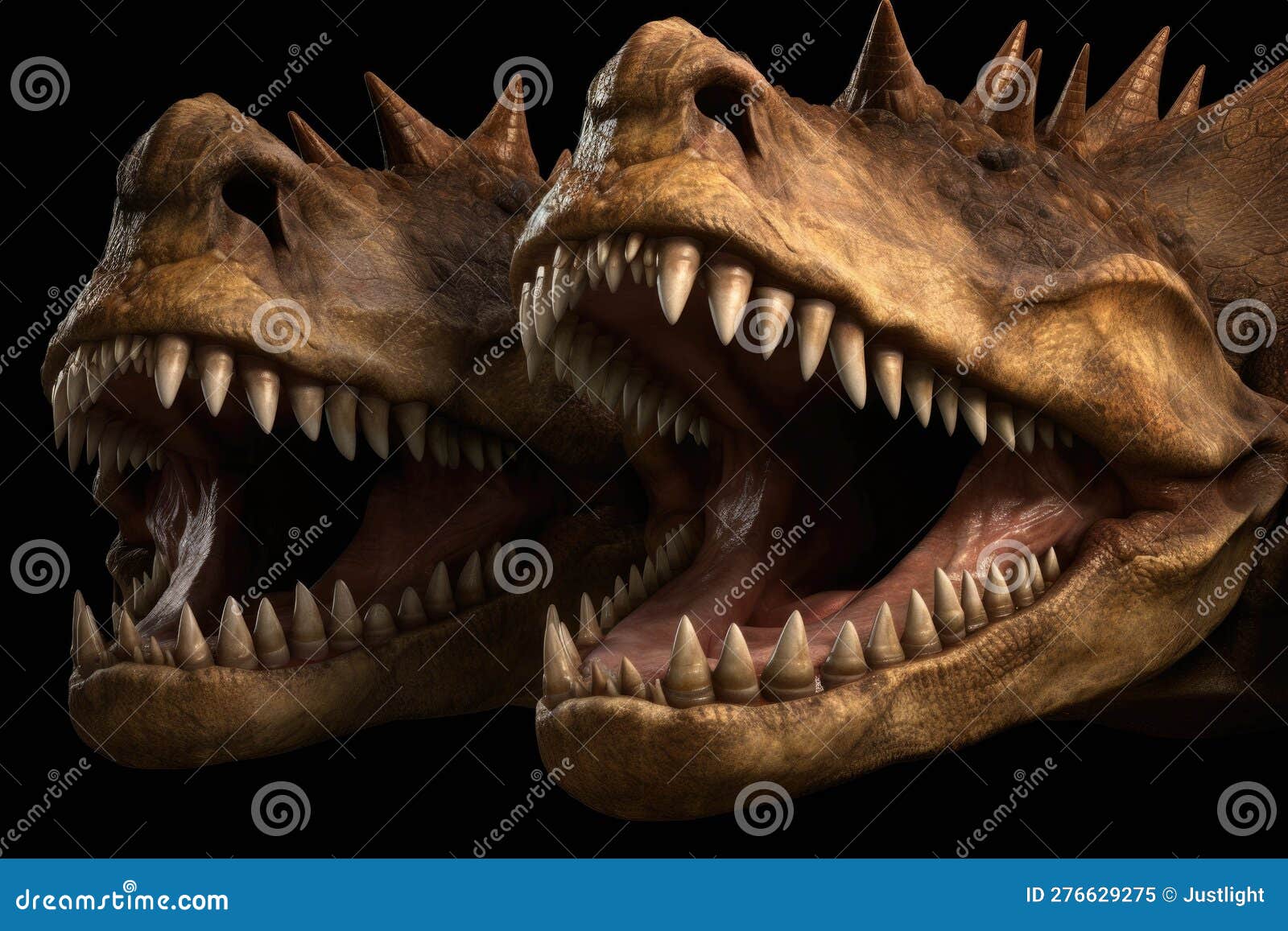 A Terrifying Set of Dinosaur Teeth and Jaws Ready To Snap and Bite. AI ...