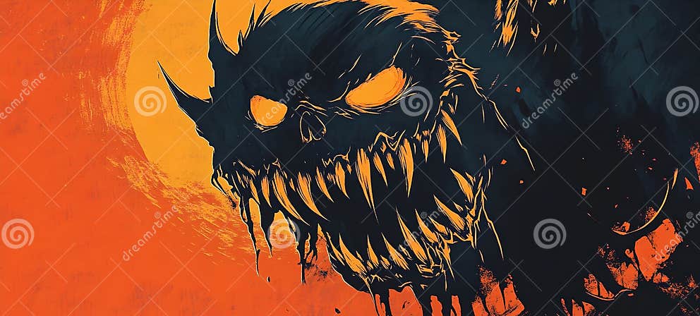 Terrifying Supernatural Creature with Glowing Eyes,sharp Fangs,and a ...