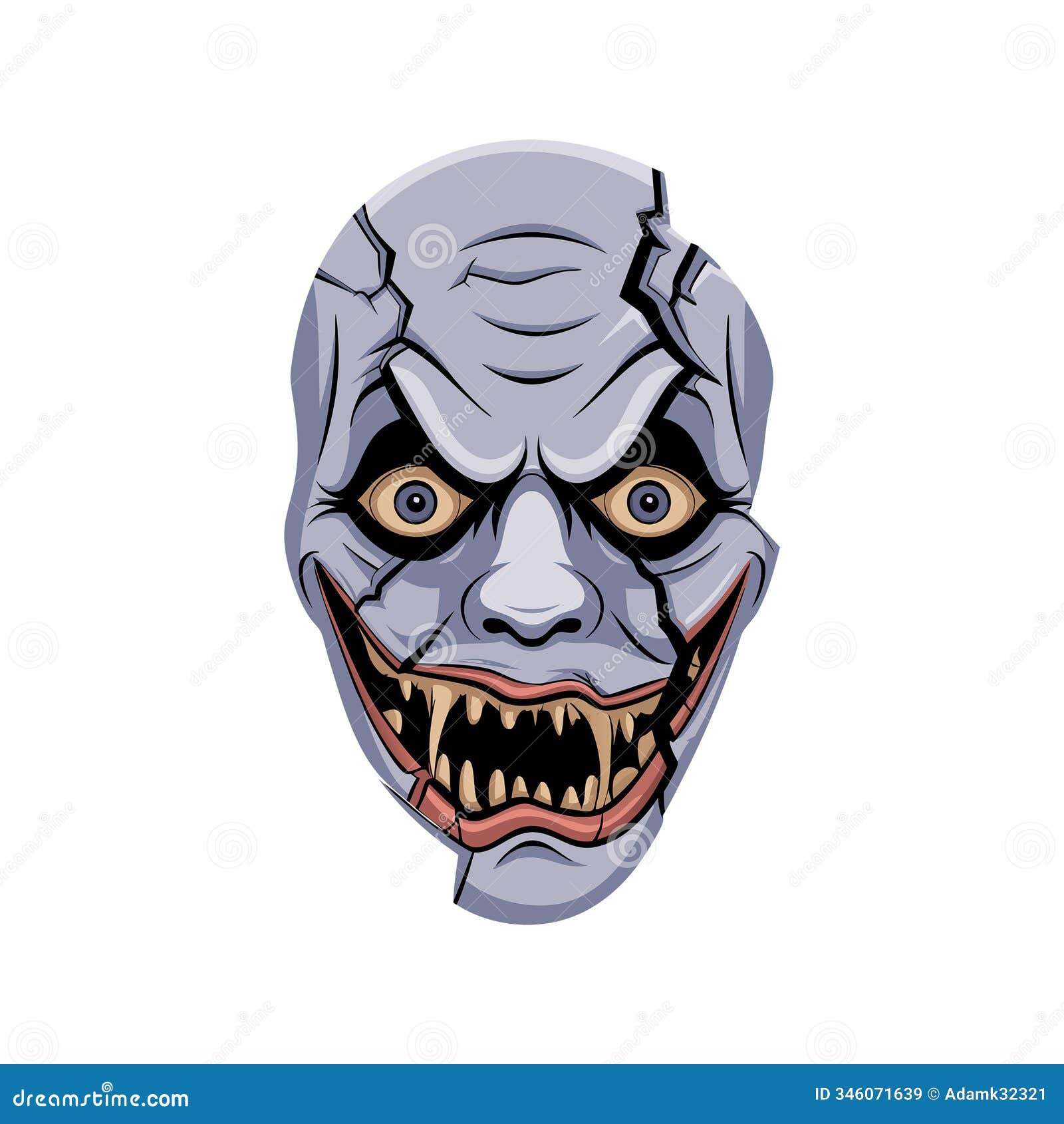 Creepy Evil Clown Face Vector Art for Halloween Horror Themes Stock ...