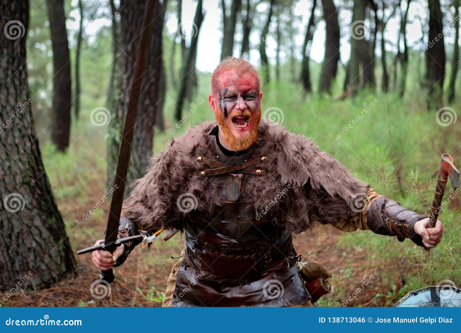 Terrifying Viking Prepared for the Fight Stock Photo - Image of ...